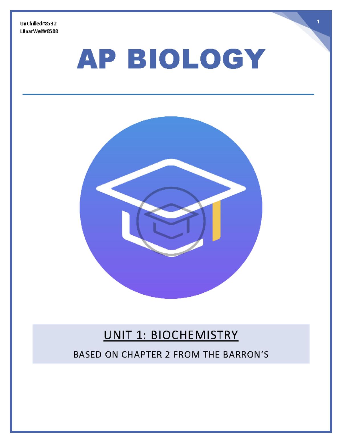 BIO Biochemistry Un Chilled - UnChilled# LünarWølf# AP BIOLOGY - Studocu