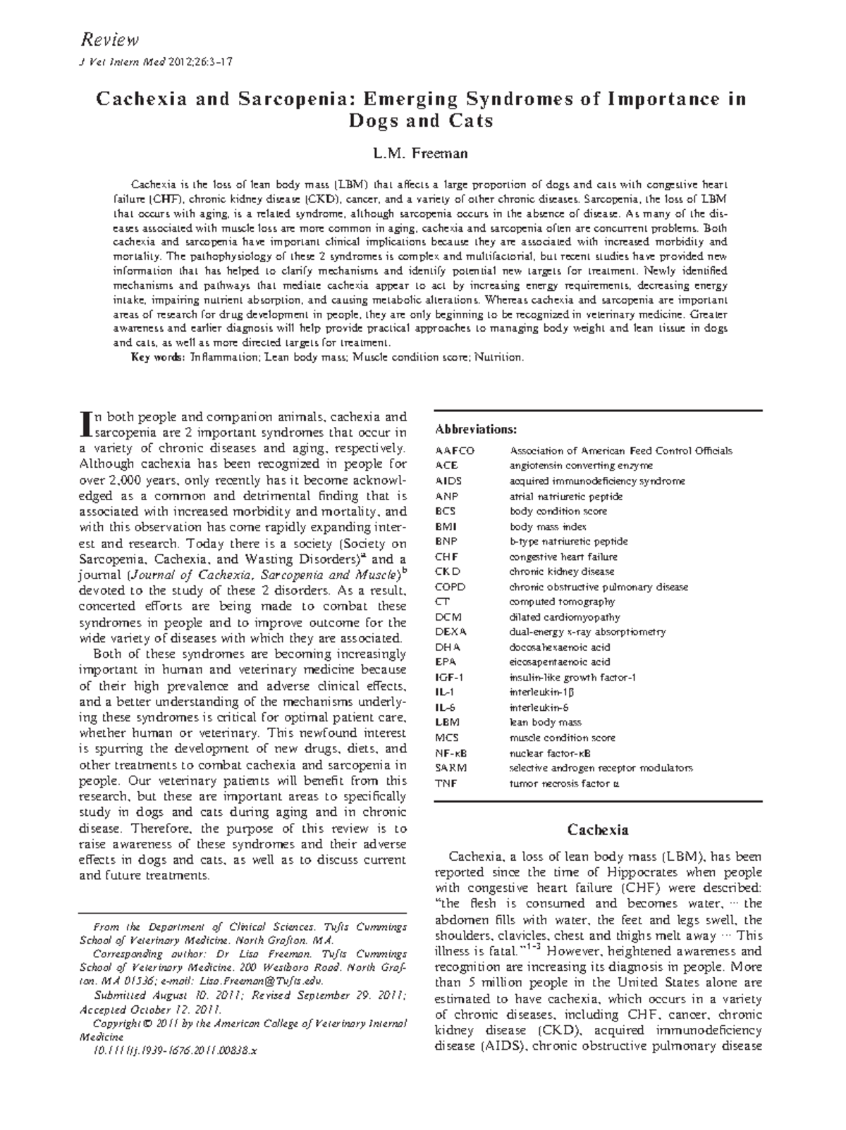 ACC. Caquexia Y Sarcopenia - Cachexia and Sarcopenia: Emerging ...