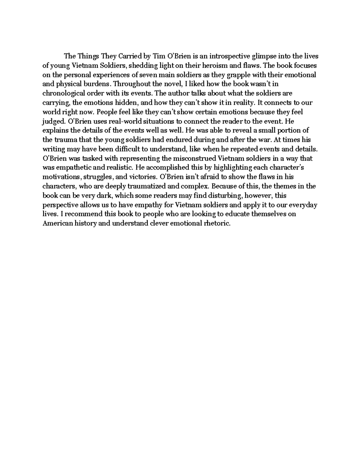 The Things They Carried Book Review - The Things They Carried by Tim O ...