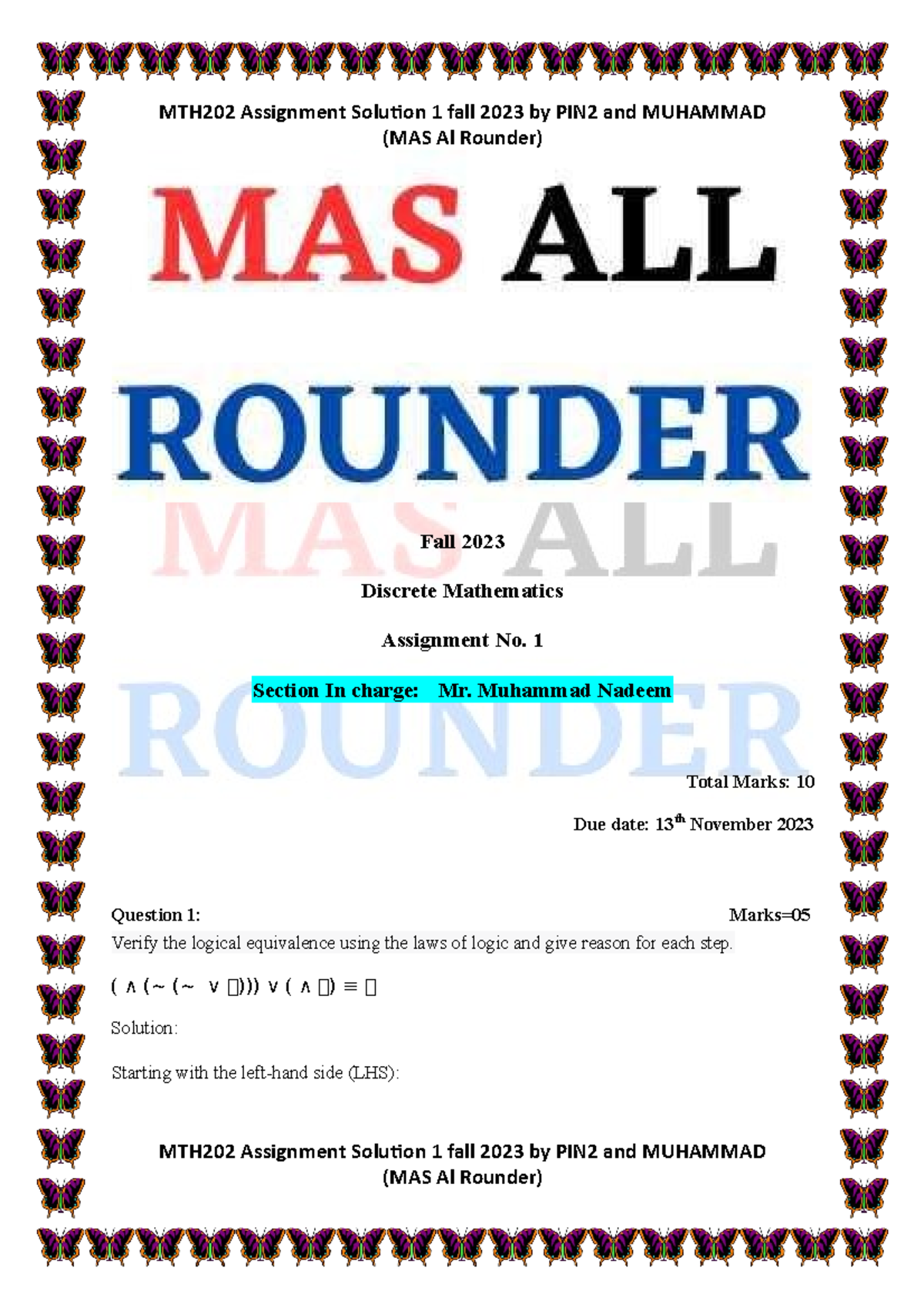 MTH202 Assignment Solution 1 Fall 2023 By PIN2 And Muhammad (MAS All ... MTH202 Assignment Solution 1 Fall 2023 By PIN2 And Muhammad (MAS All ...
