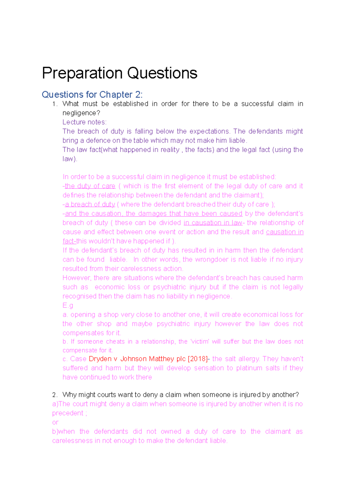 Preparation Questions for Week 2 - Preparation Questions Questions for ...