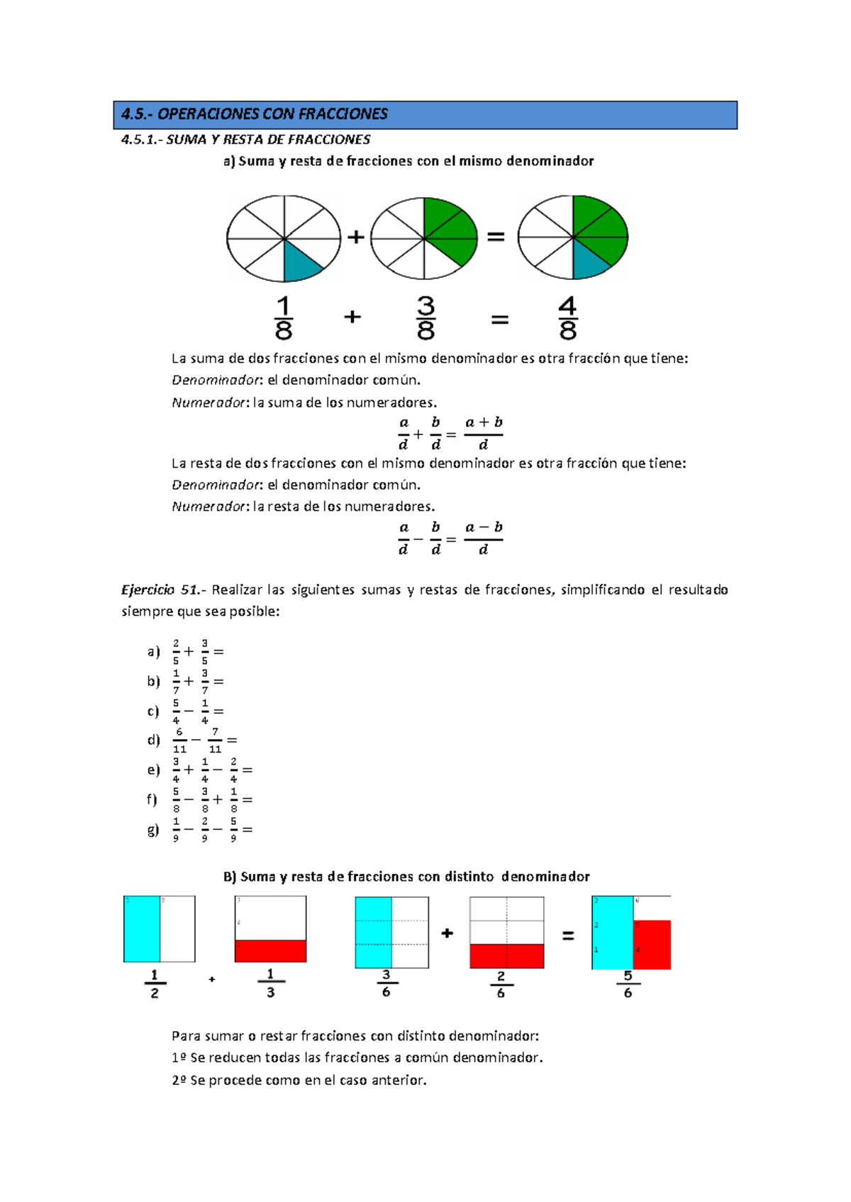 Repaso operaciones con fracciones 0 - 4.- OPERACIONES CON FRACCIONES 4. ...