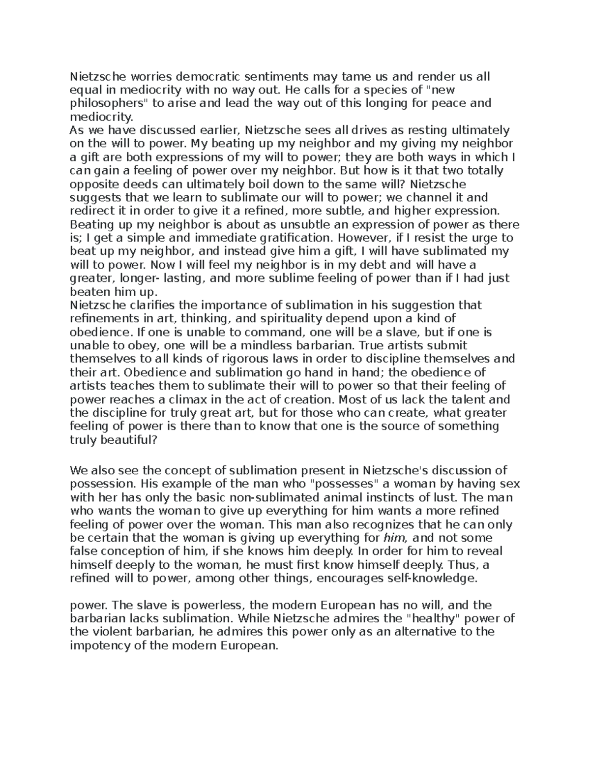 Philosphy 131 - Lecture Notes - Nietzsche worries democratic sentiments ...