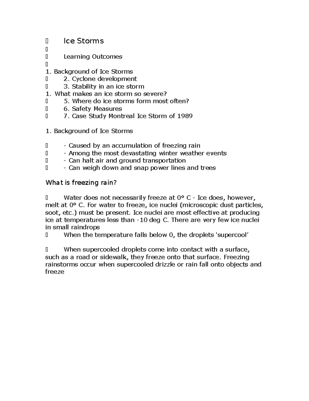 Lecture notes, Ice Storms - Ice Storms Learning Outcomes Background of ...