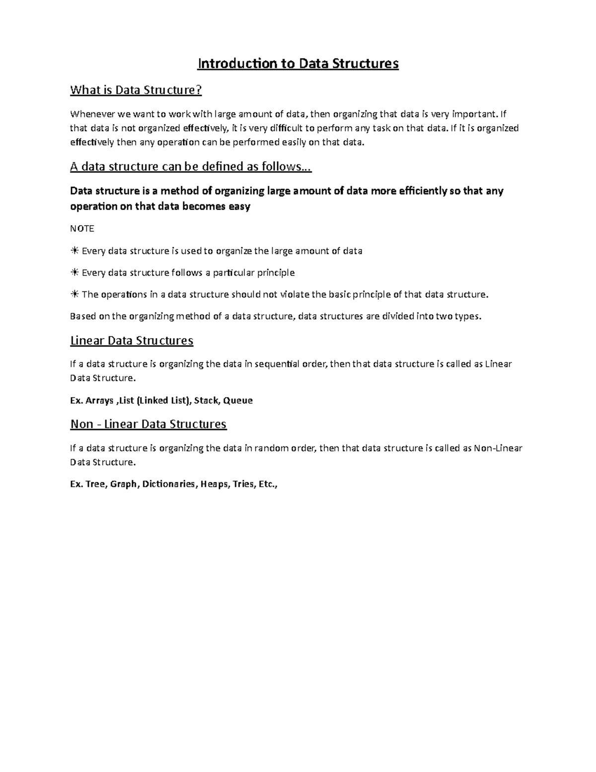 Introduction to Data Structures - If that data is not organized ...