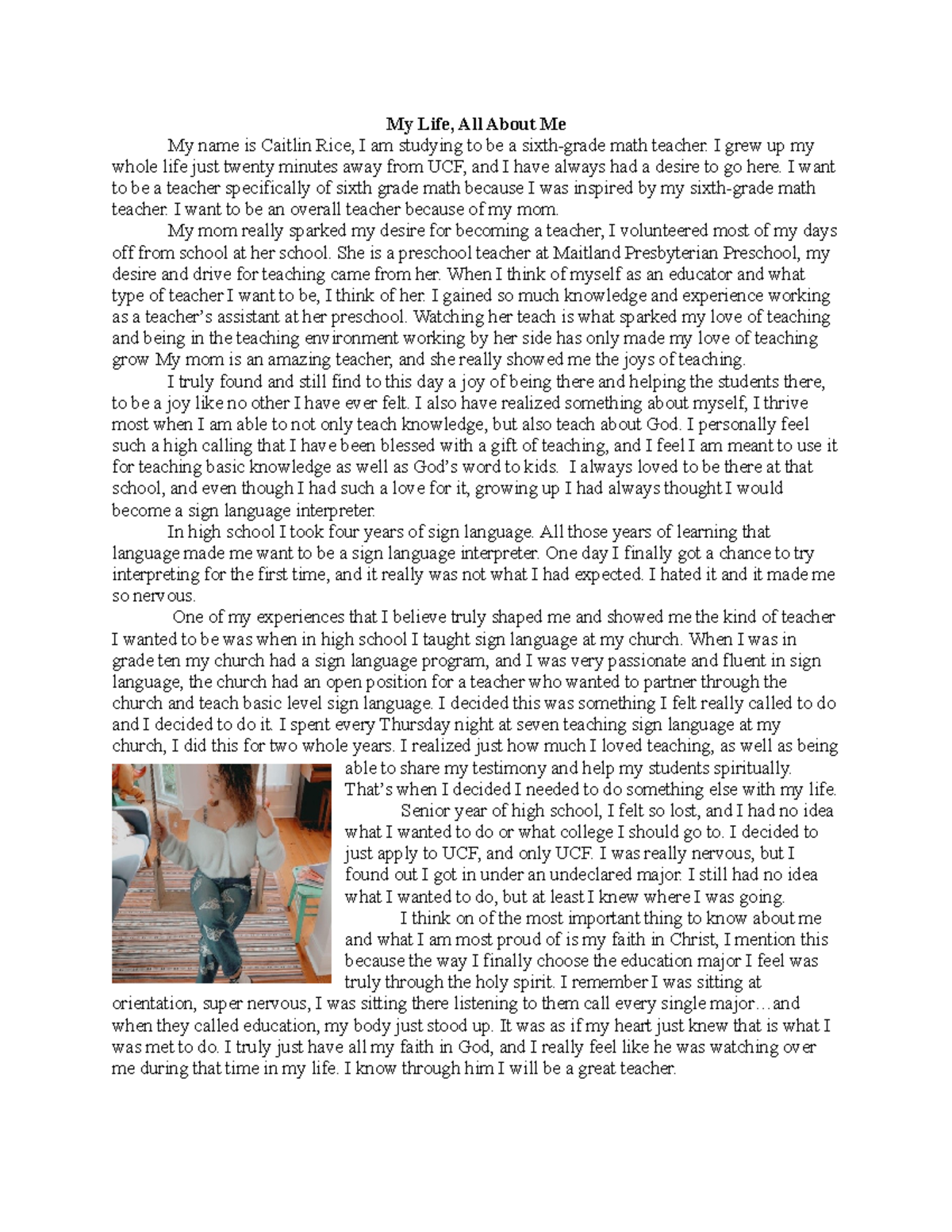 Management Autobiography - My Life, All About Me My name is Caitlin ...