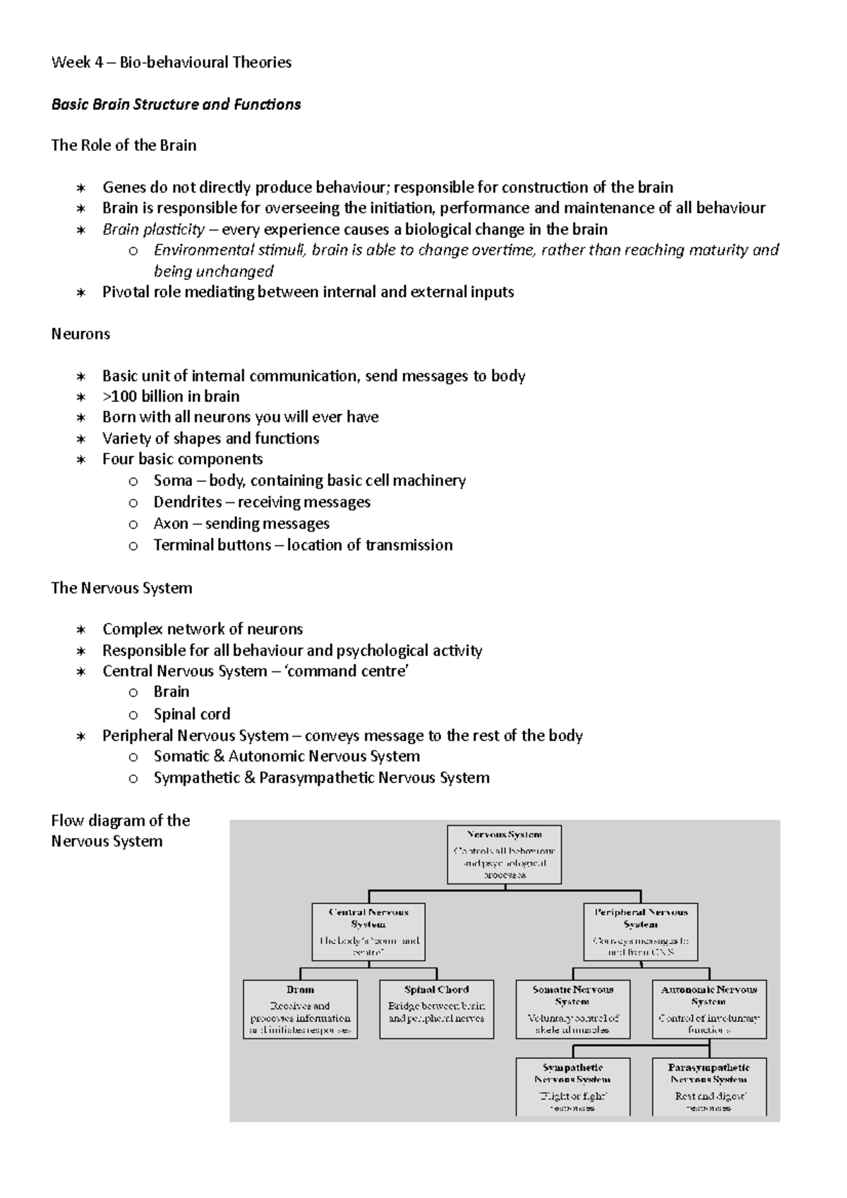 Week 4 - Module 4 - notes - Week 4 – Bio-behavioural Theories Basic ...
