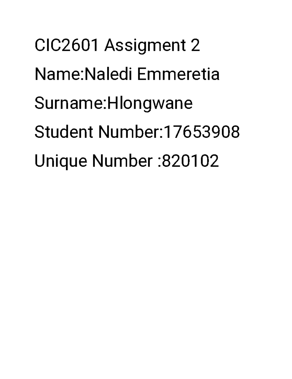 CIC2601 Assignment 2 - 1)• inadequate security measures Gauteng online inadequate support and ...