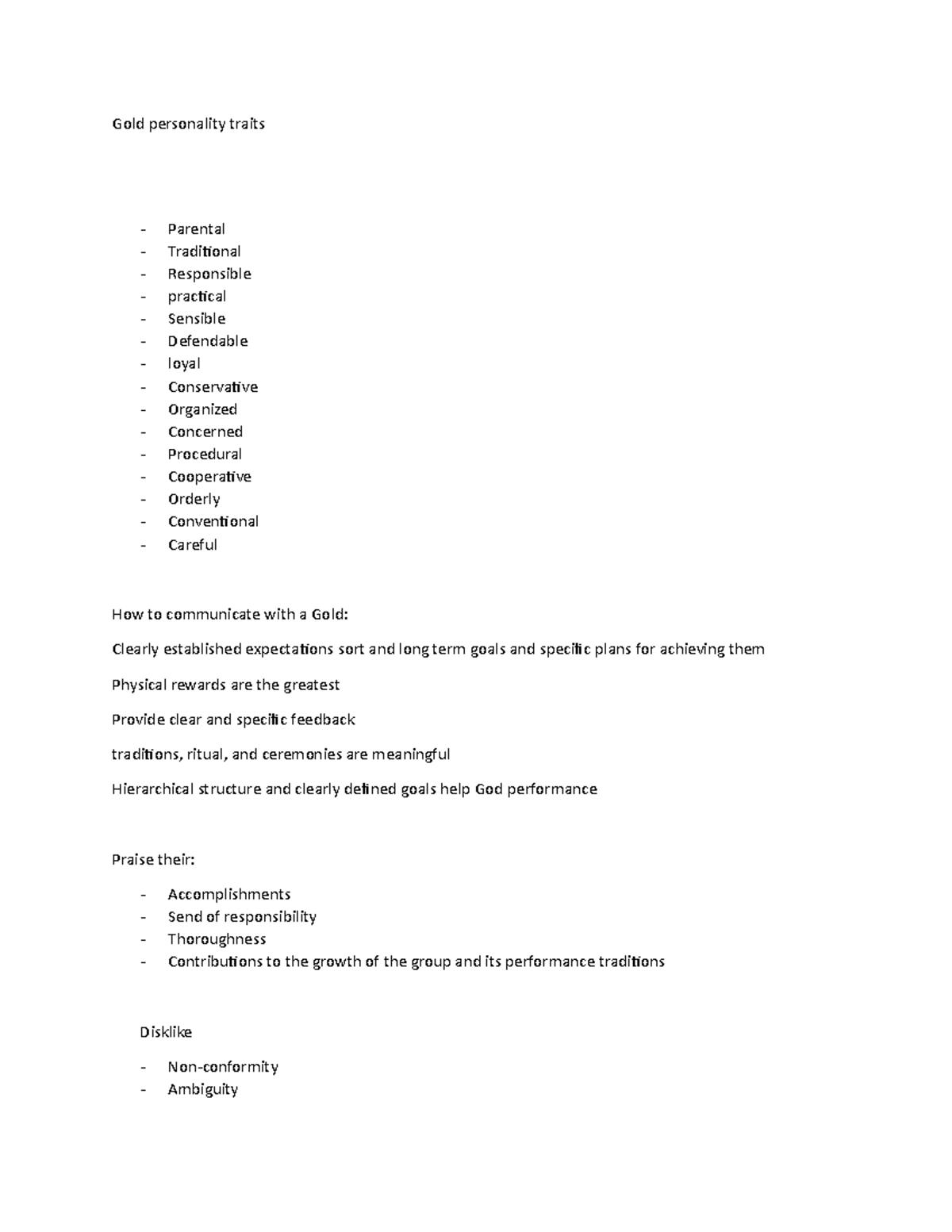 Gold Personality - Studocu