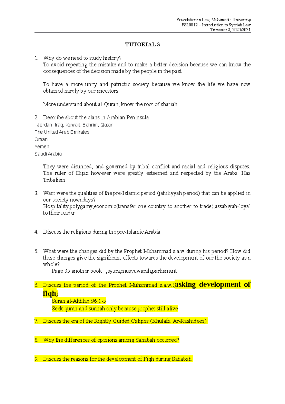 362832 Tutorial 3 PSL0012 Intro to Syariah Law Tri 2 2017-2018 ...