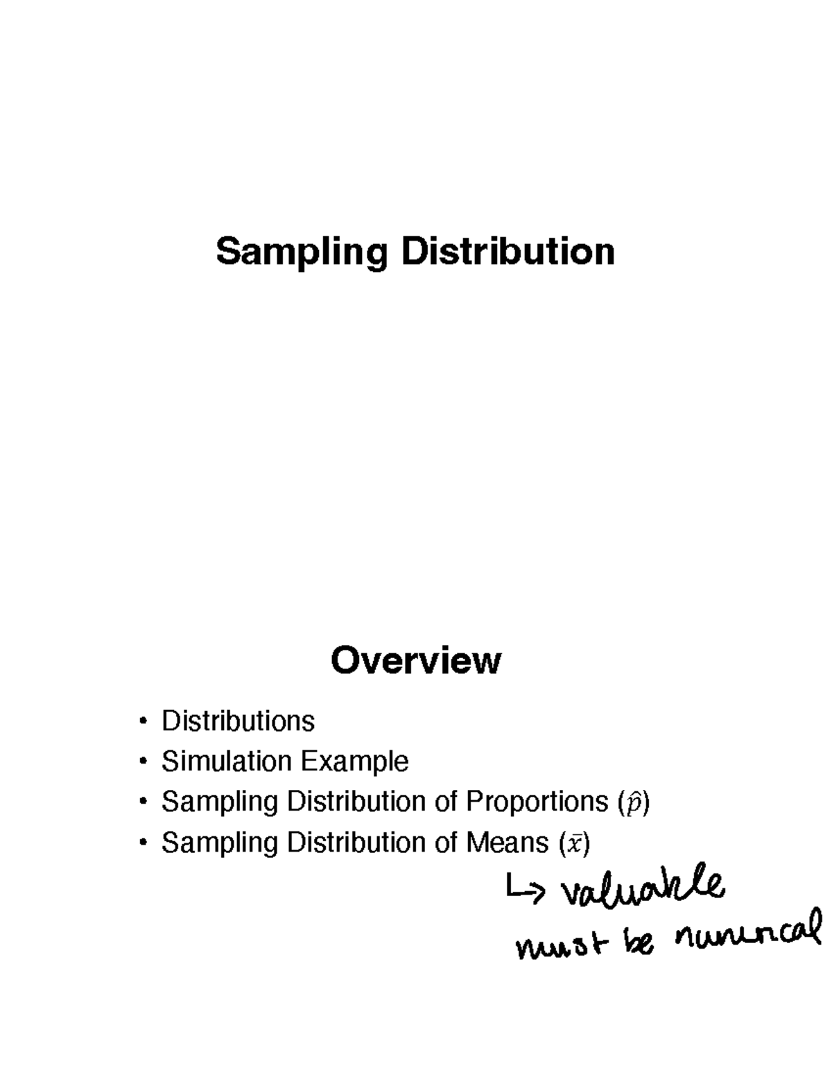 QTM Sampling Distributions - Sampling Distribution Overview Distributions Simulation Example ...