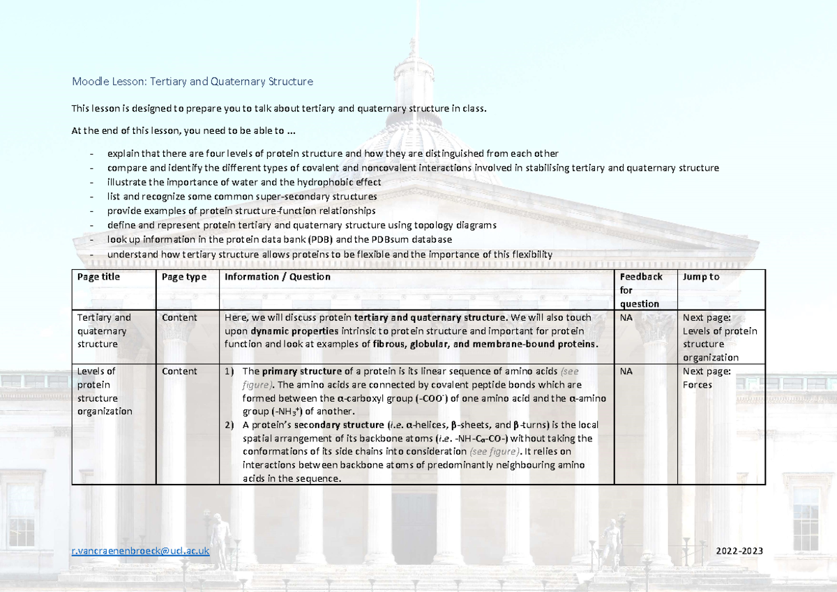 4 Tertiary Quaternary Structure - Moodle Lesson: Tertiary and ...