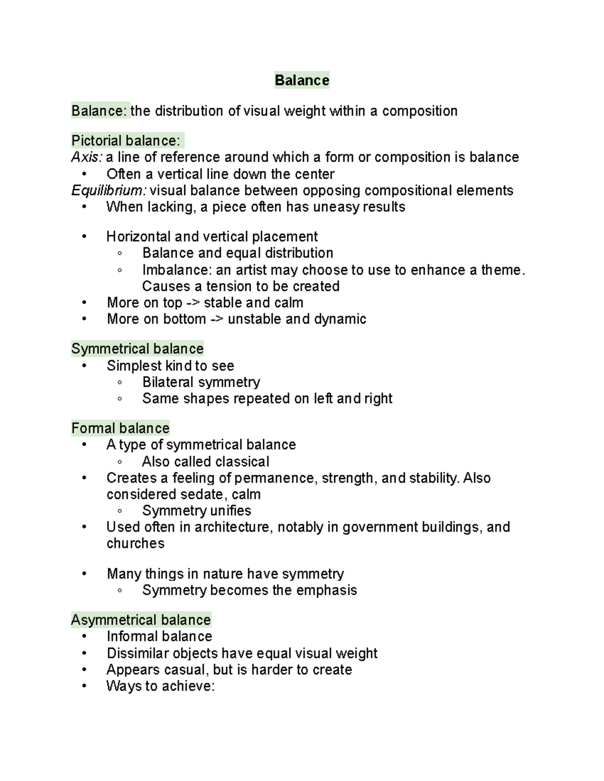 Balance - Week 4 - Balance Balance: the distribution of visual weight ...