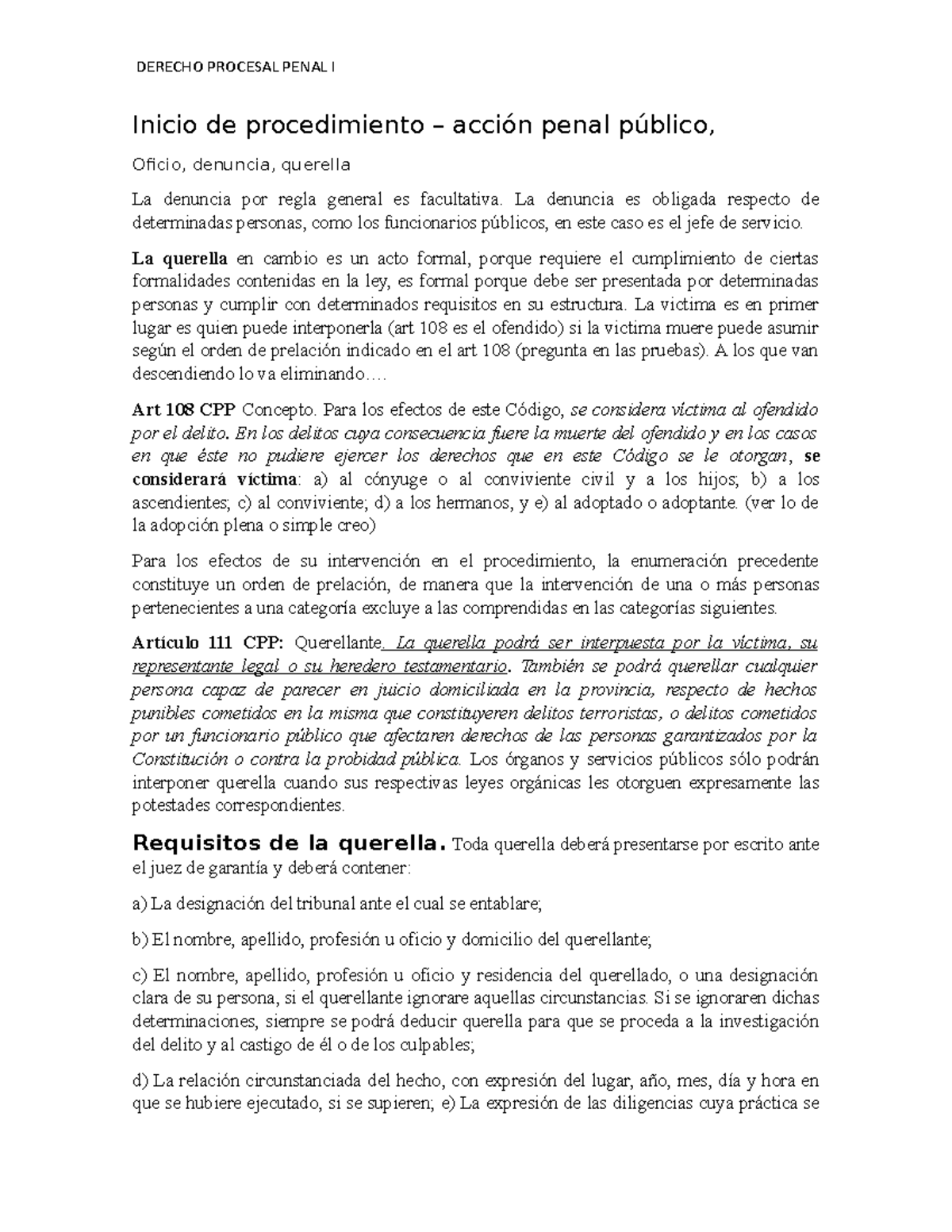 Inicio de procedimiento CPP - Inicio de procedimiento – acción penal público, Oficio, denuncia ...