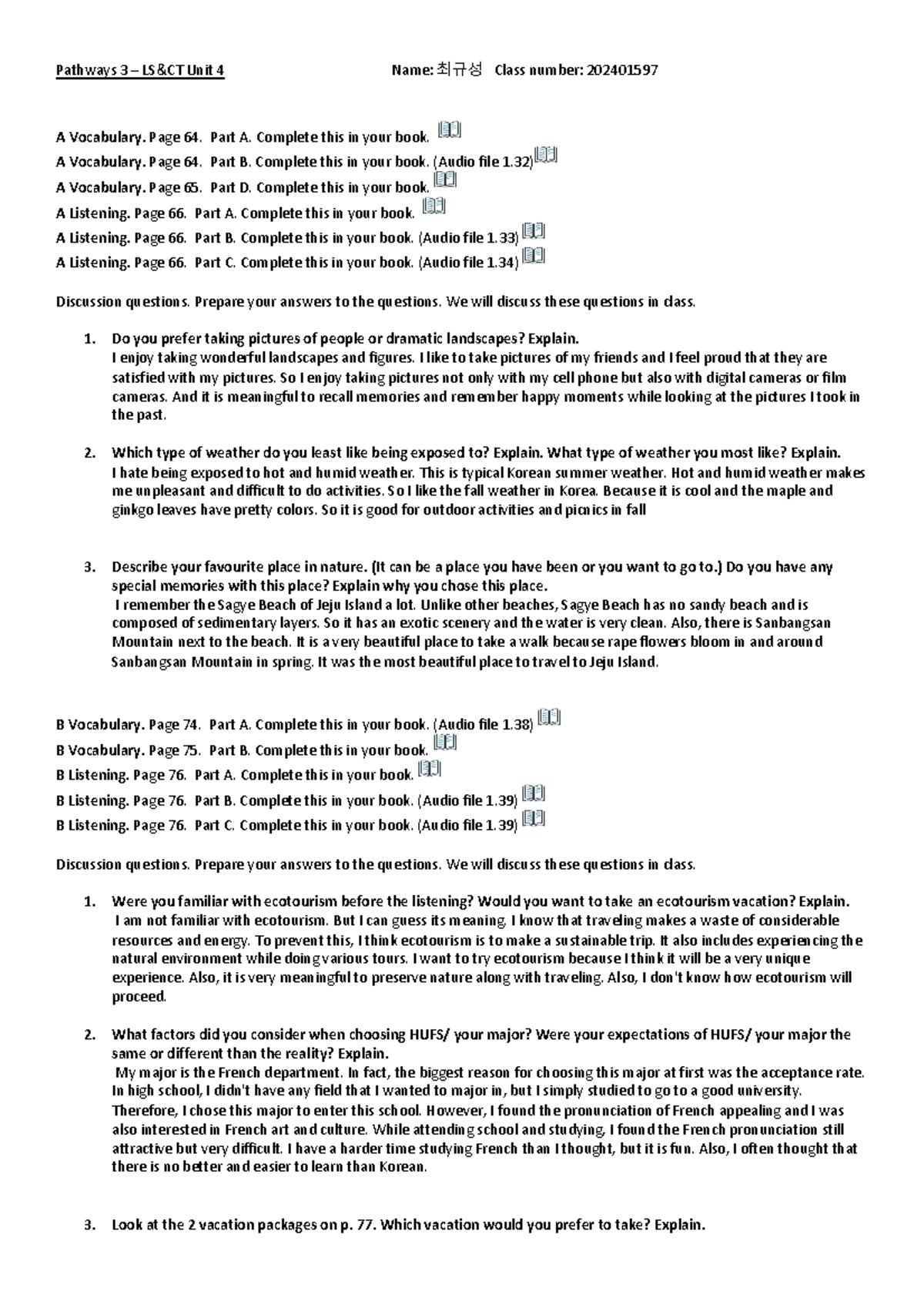 B27 최규성 Pathways Unit 4 Homework - Pathways 3 – LS&CT Unit 4 Name: 최규성 ...