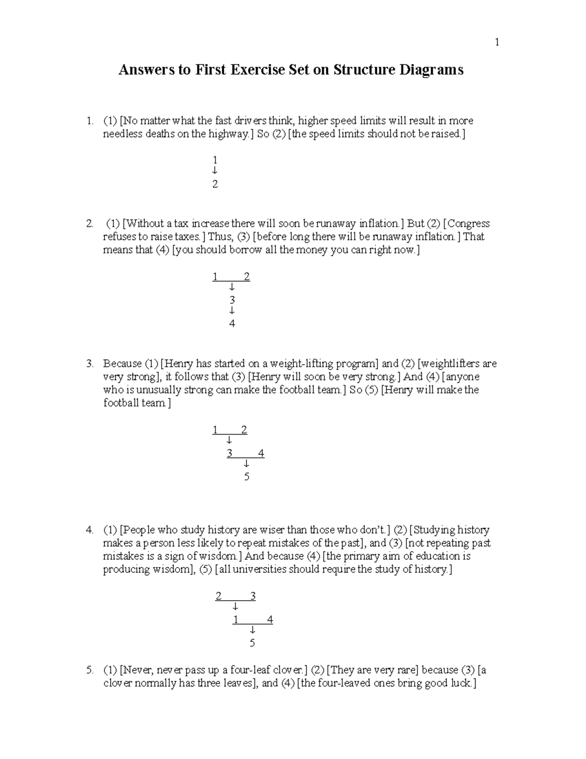 Answers to Structure Diagram Exercises 2 - Answers to First Exercise ...