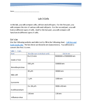 Module 2 Lab 2 Lots and Lots of Cells rev 23SS - BIOS 1010 General ...
