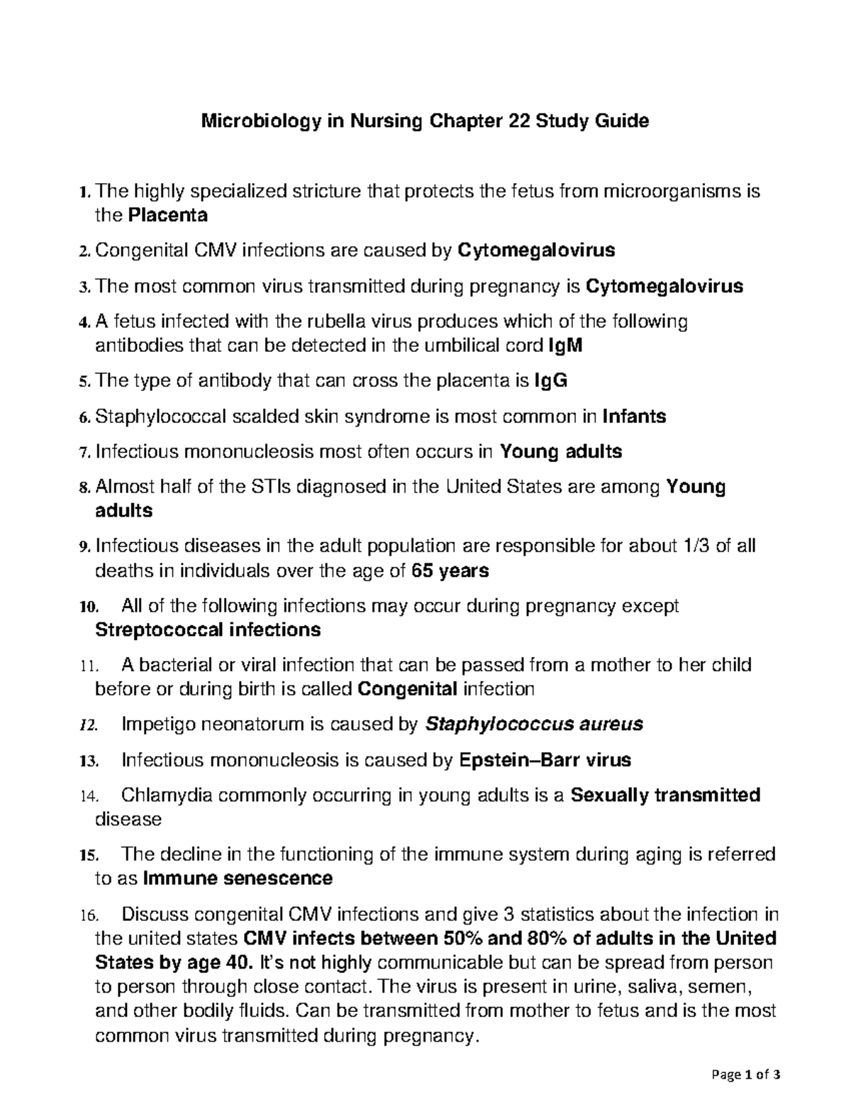 Microbiology in Nursing Chapter 22 Study Guide - It’s not highly ...