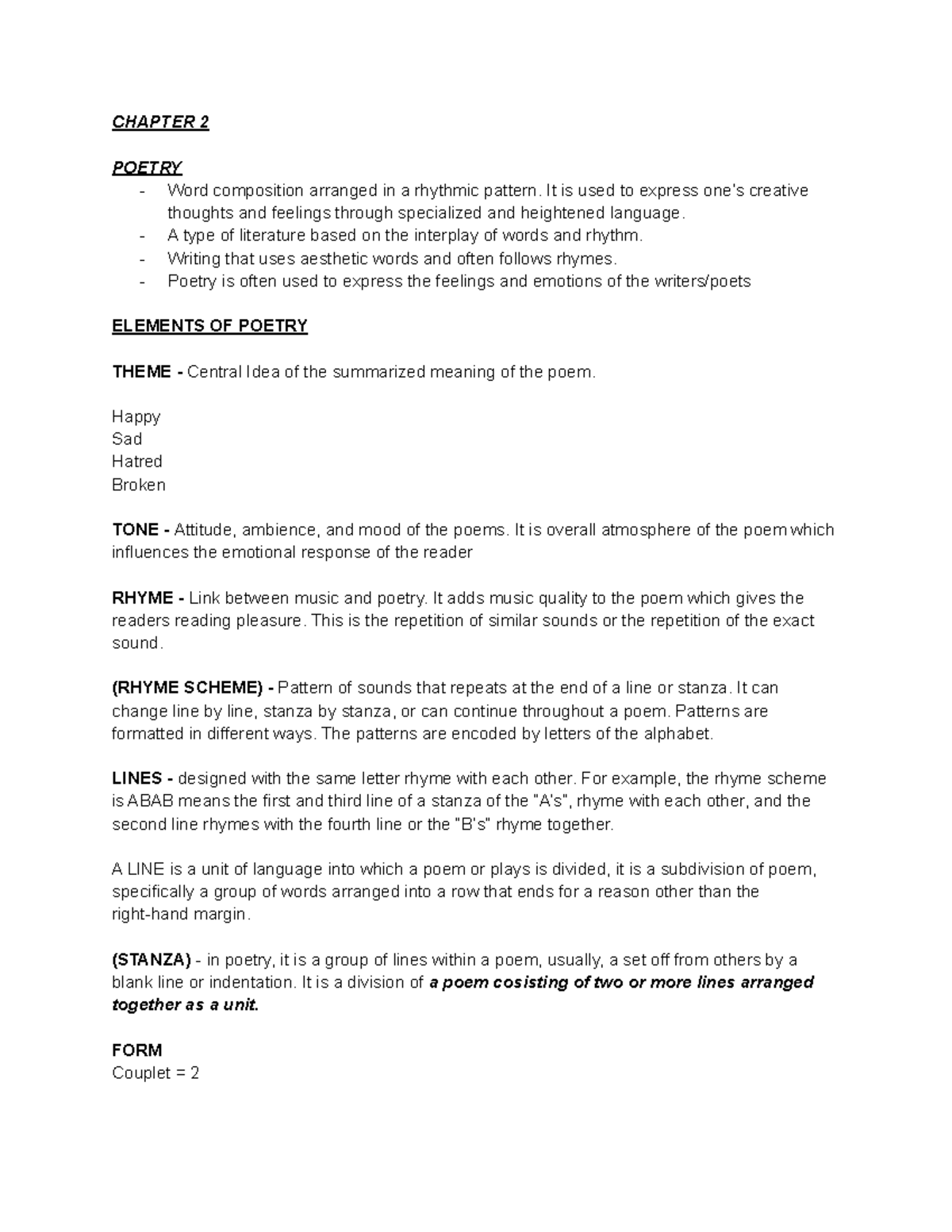 CW PRE Final REV - notes - CHAPTER 2 POETRY Word composition arranged ...