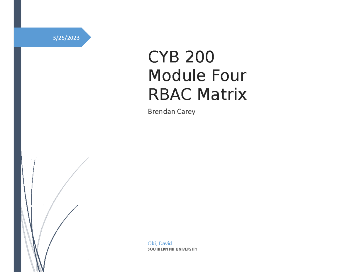 CYB 200 Module Four David Obi - 3/25/ Obi, David SOUTHERN NH UNIVERSITY ...