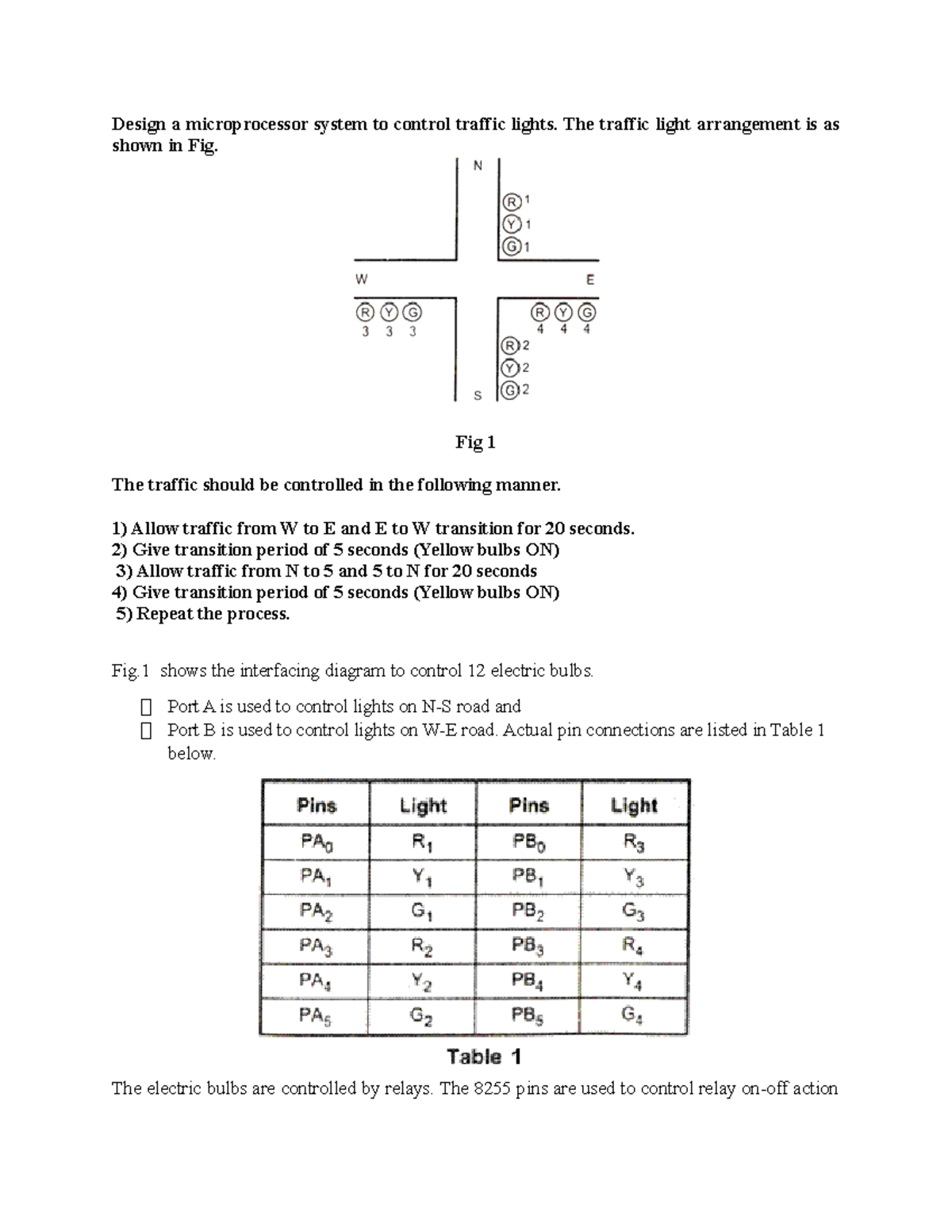 Traffic lights control - Design a microprocessor system to control ...