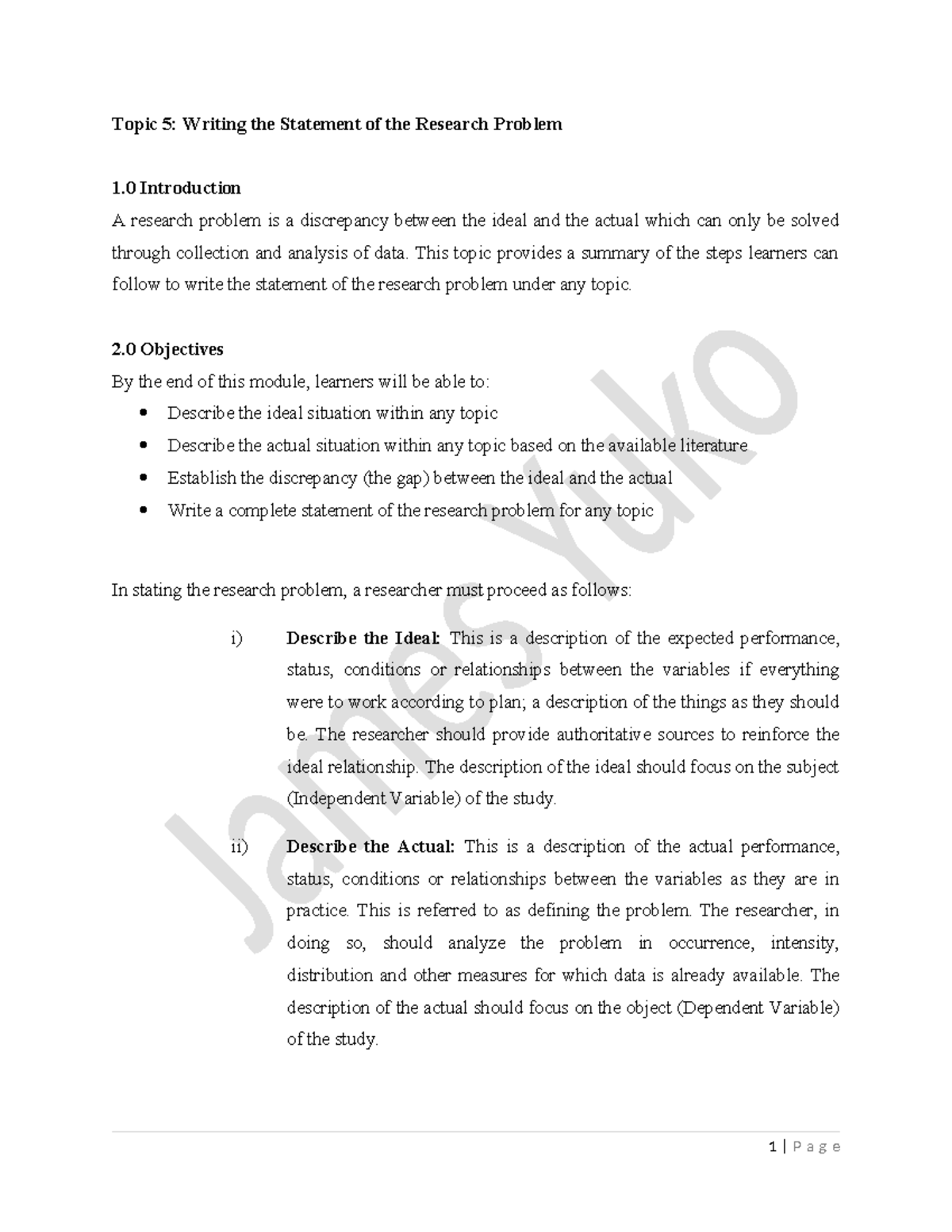 Notes Writing the Statement of the Research Problem - This topic ...