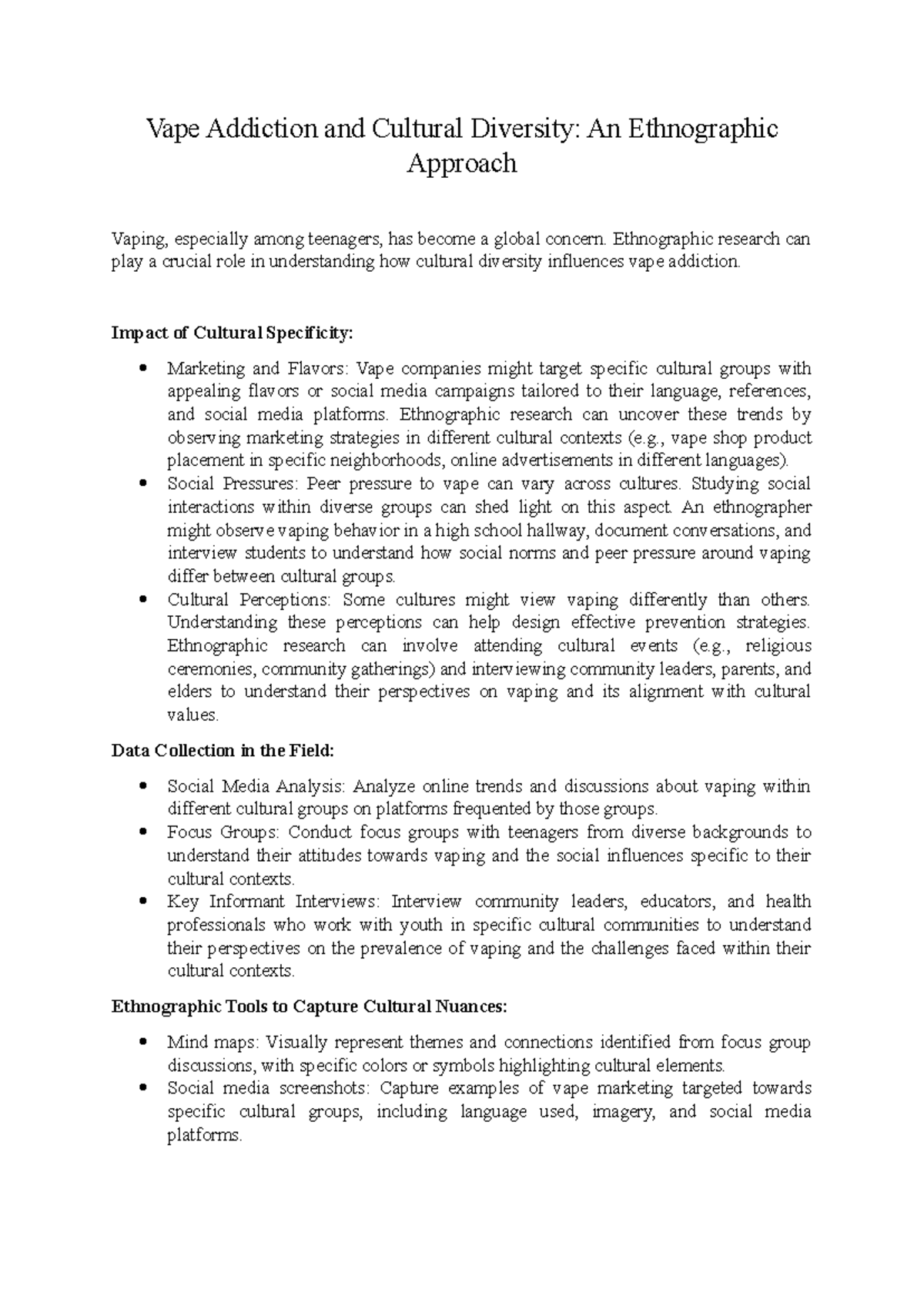 Anthropology 10 - actividad 10...? - Vape Addiction and Cultural ...