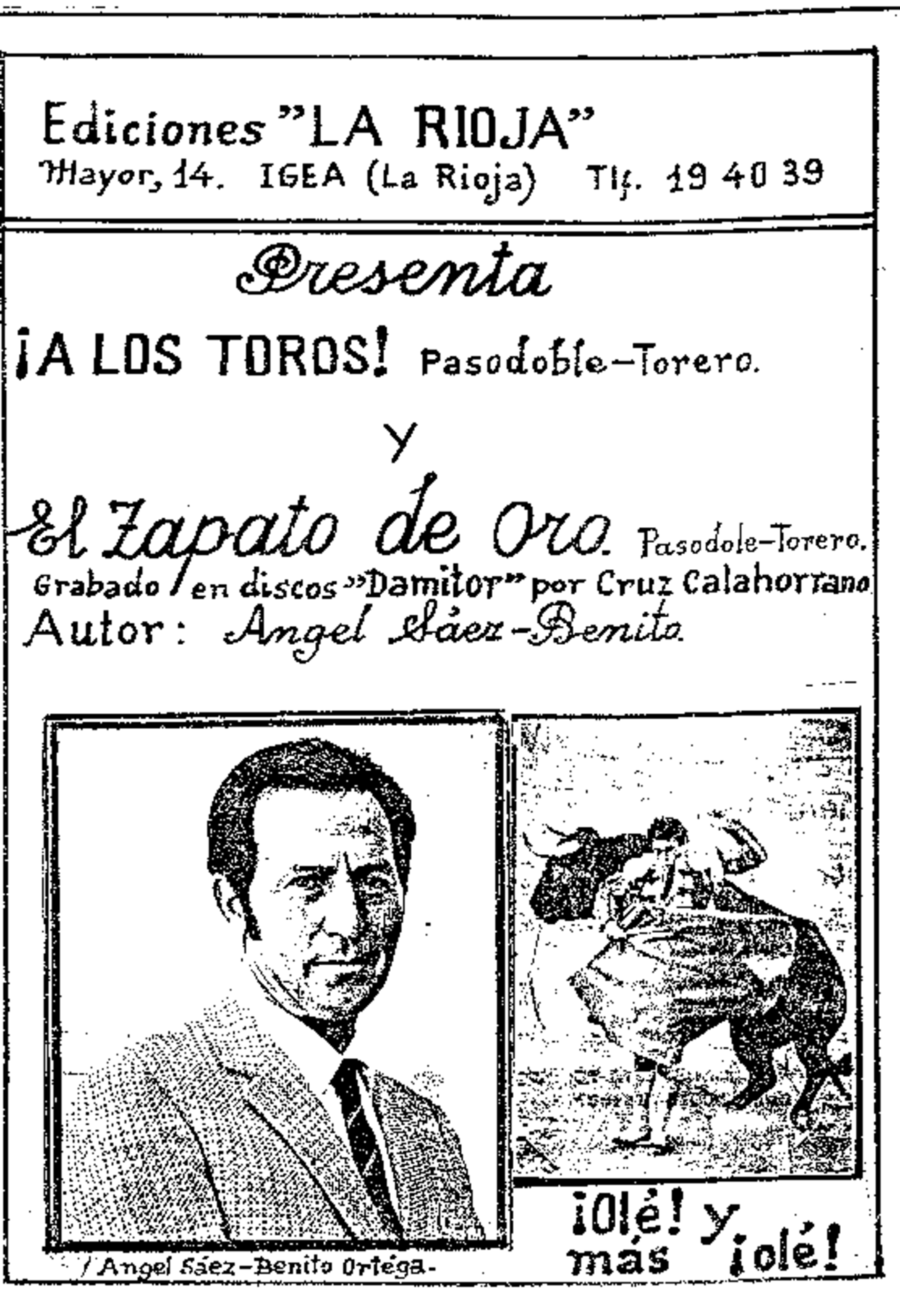 A los toros (man) - PD torero - Angel Saez Benito - Ediciones Mayor, 14 ...