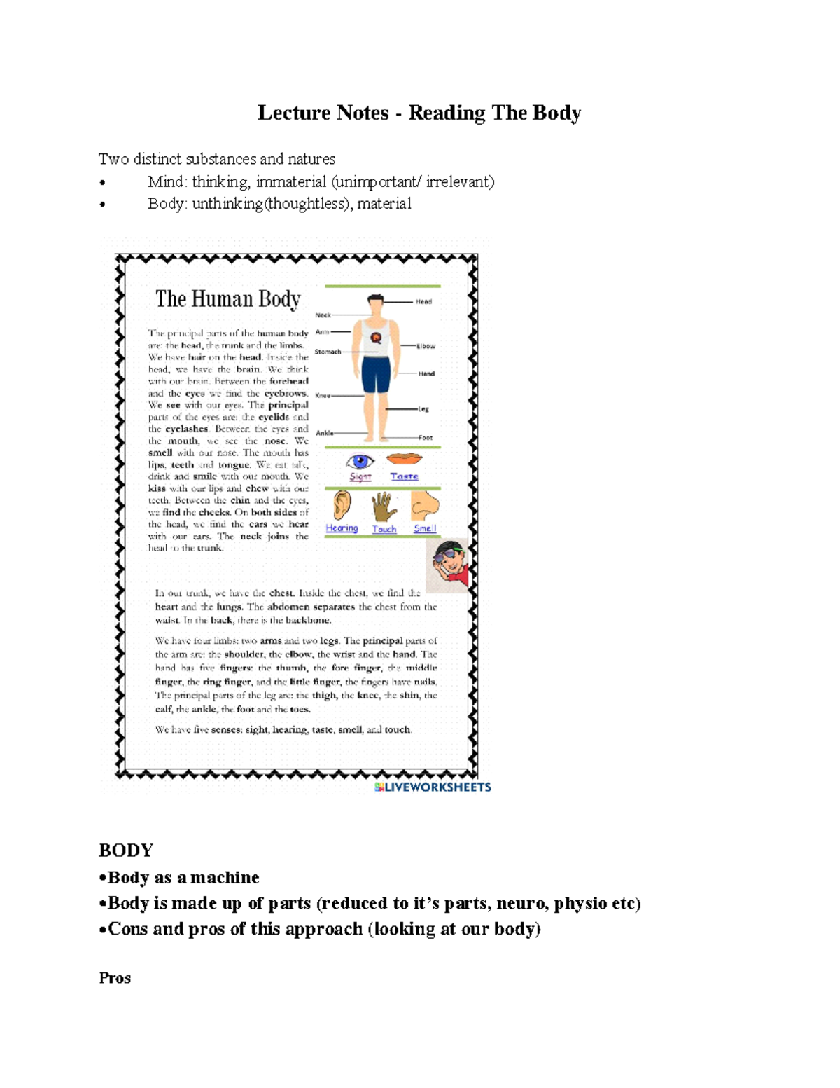 Lecture Notes - Reading The Body - If you know morе about thе hеart you ...