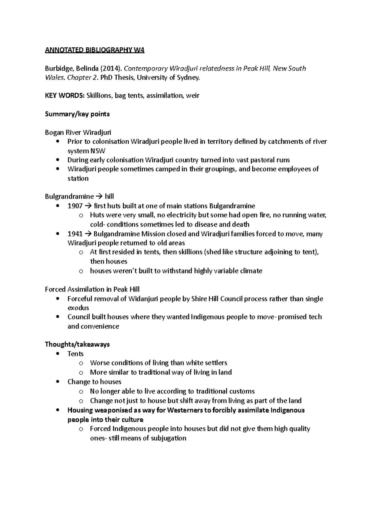 Annotated Bibliography Weekly reflection W4 - ANNOTATED BIBLIOGRAPHY W ...