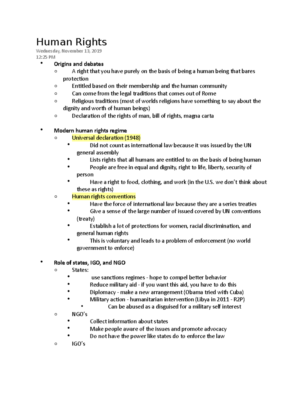 Human Rights - Human Rights Wednesday, November 13, 2019 12:25 PM ...