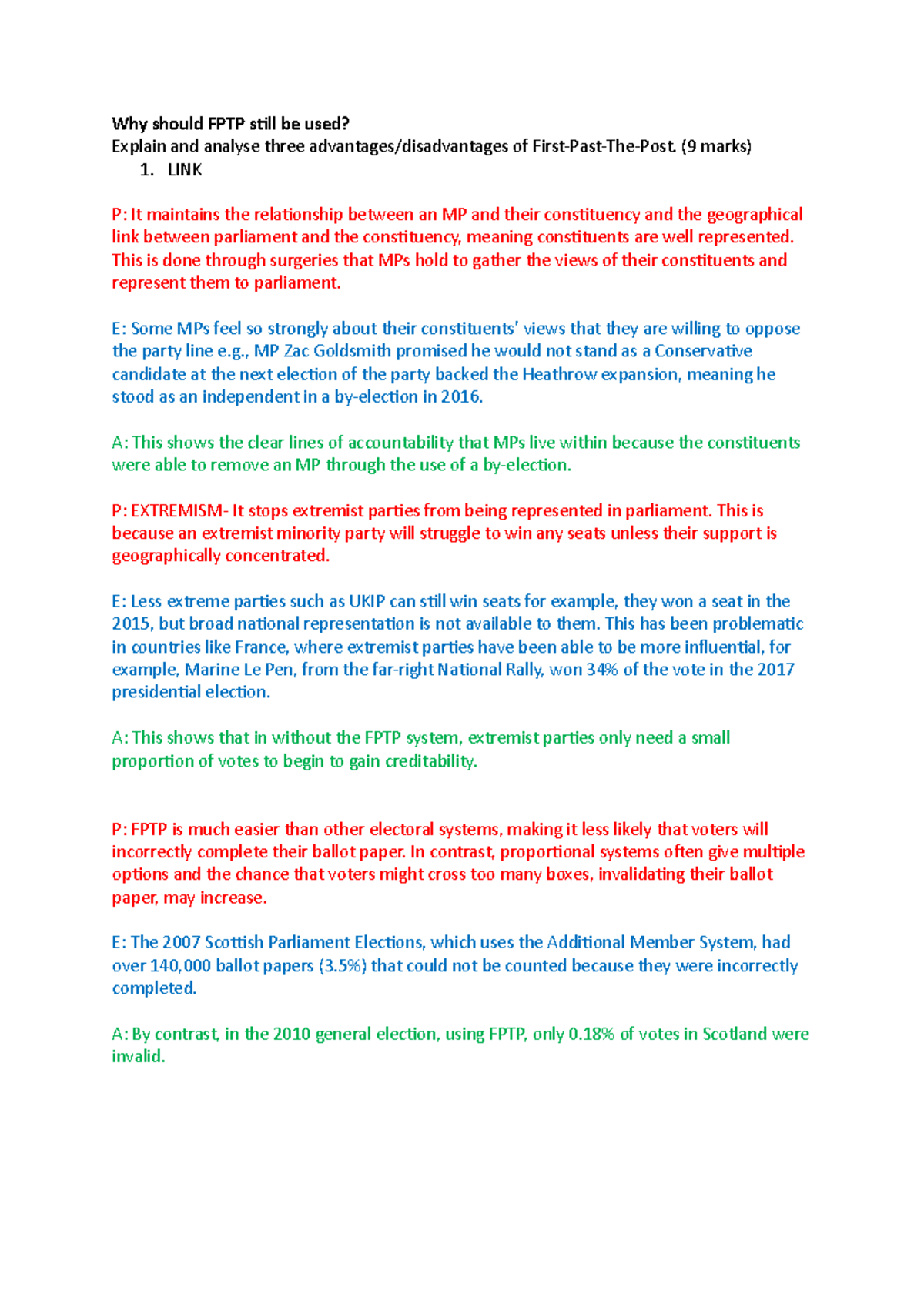 Why should FPTP still be used - Why should FPTP still be used? Explain ...