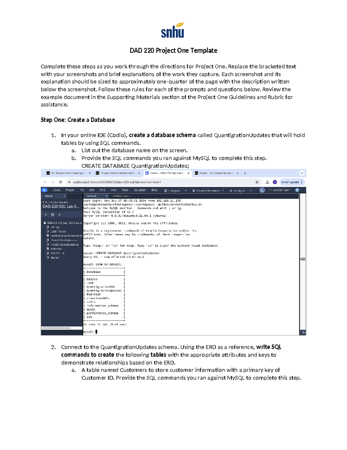 DAD 220 Project One - DAD 220 Project One Template Complete these steps ...