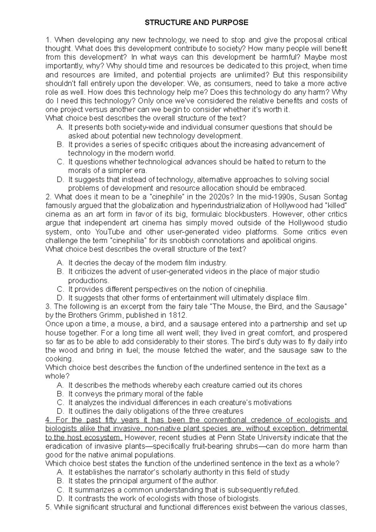 Reading - Structure and Purpose - STRUCTURE AND PURPOSE When developing ...