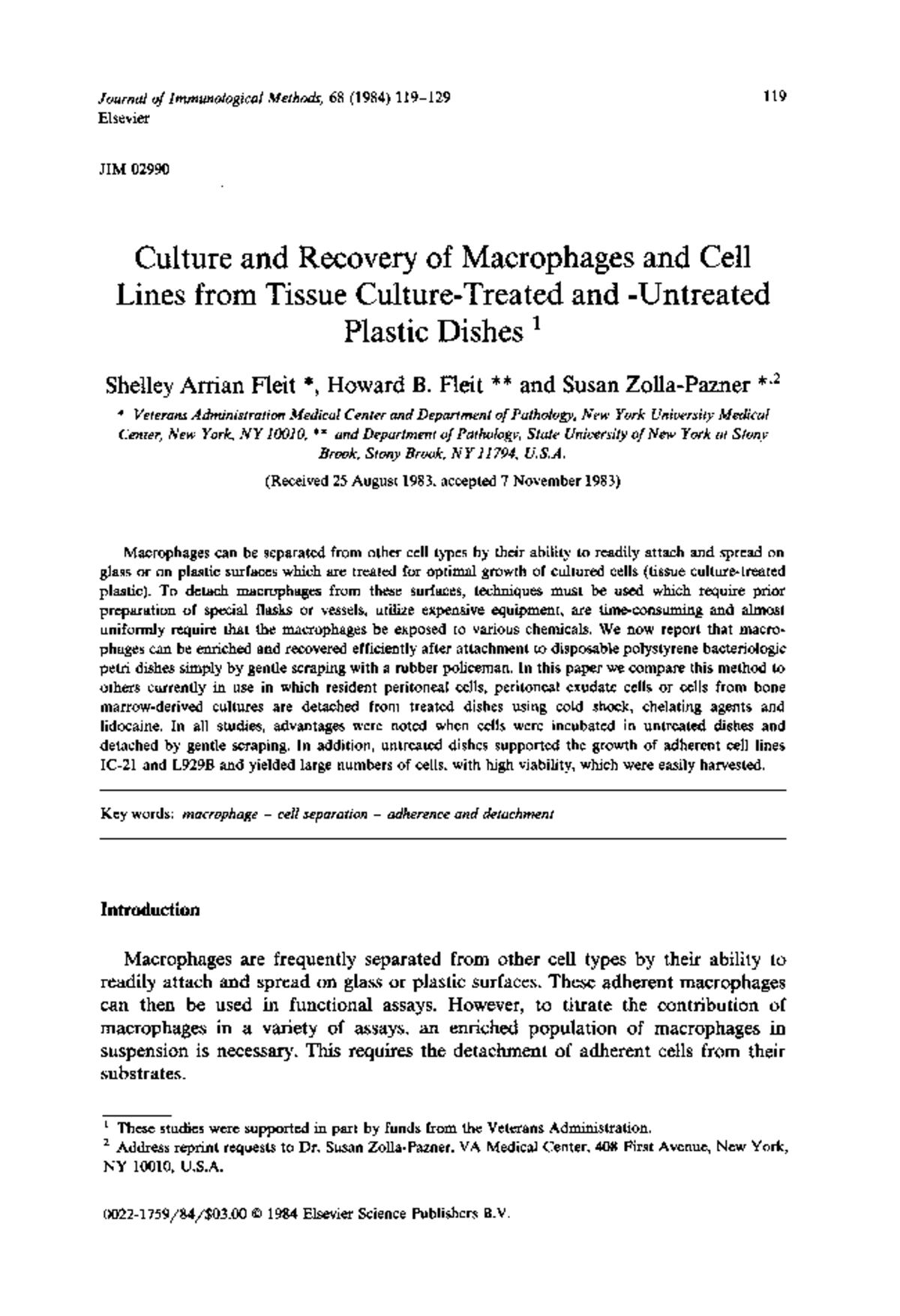 Fleit Et Al 1984 - Reading assignment for journal club - Journal of ...