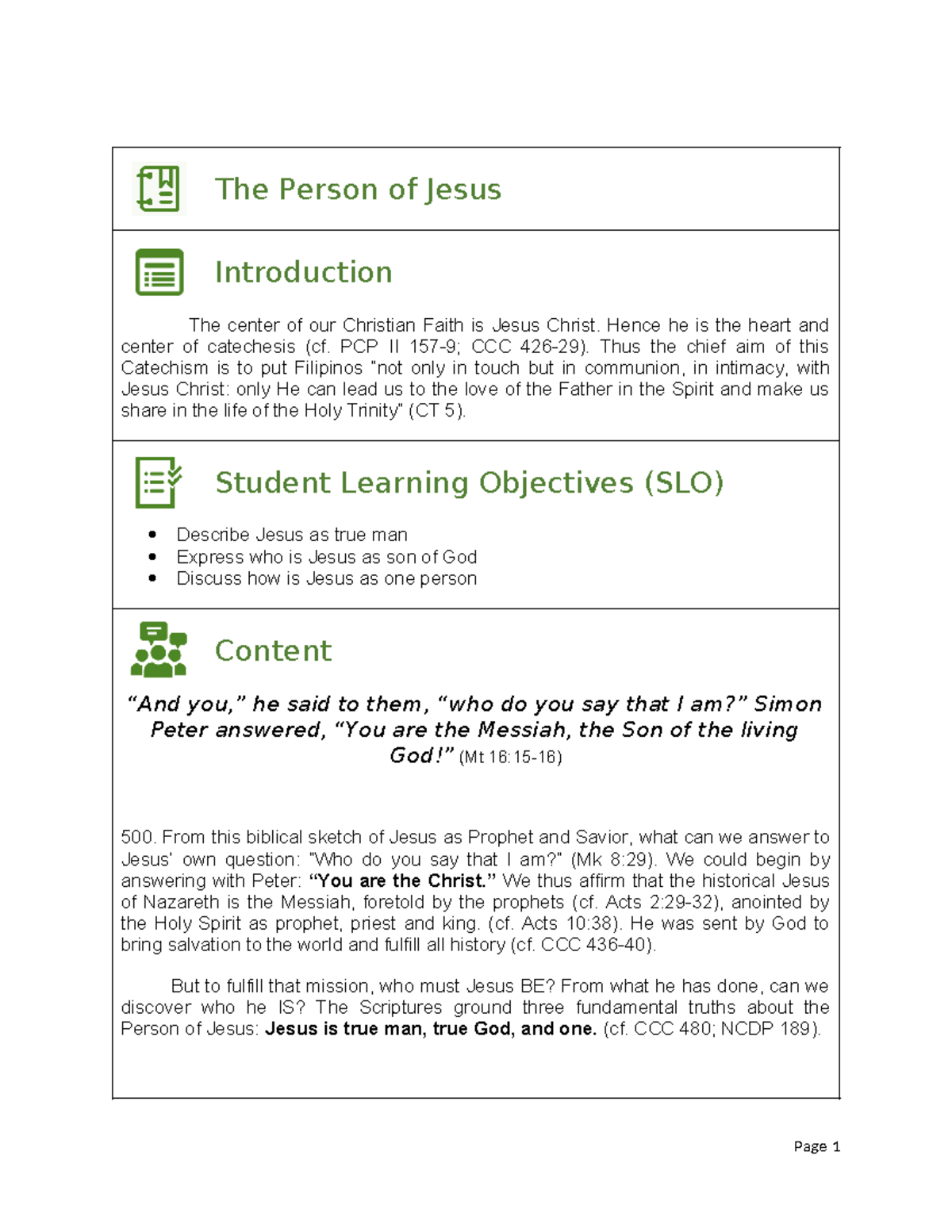 Module Wk2 The Person of Jesus - The Person of Jesus Introduction The ...