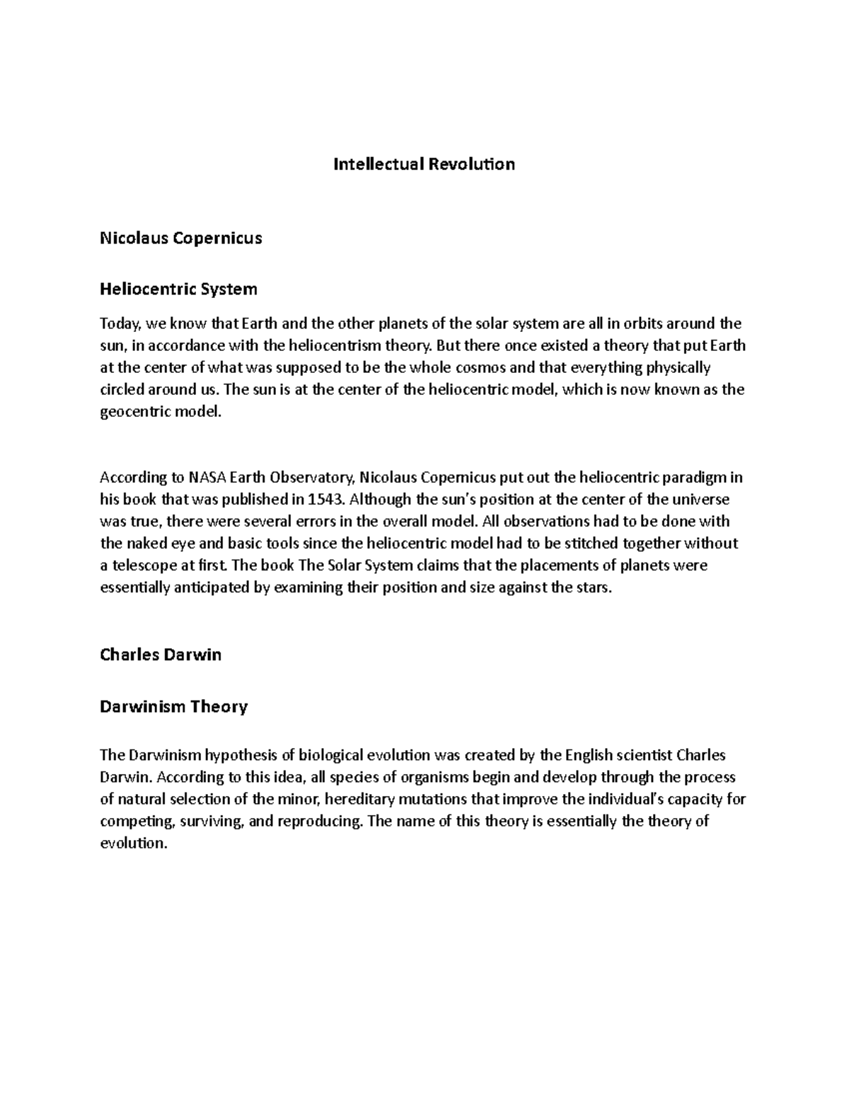 Intellectual revolution - Intellectual Revolution Nicolaus Copernicus ...