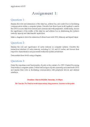 Applications Of ICT - Applications Of ICT Assignment 1 Exploring Hardware Interfaces and - Studocu