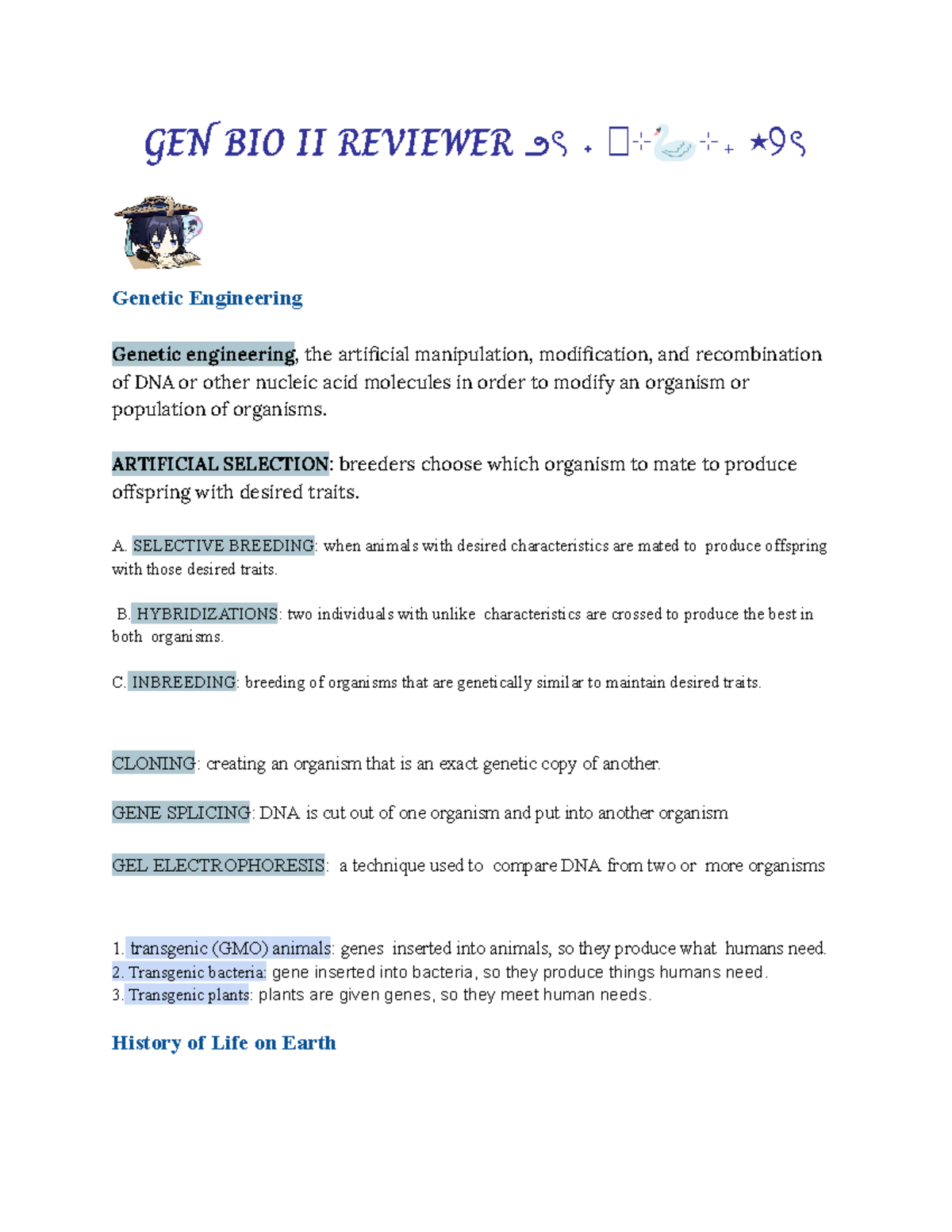 GEN BIO II Reviewer ౨ৎ ࣪ ୨ৎ - GEN BIO II REVIEWER ౨ৎ ˖ ⊹🦢⊹₊ ⋆୨ৎ Genetic ...