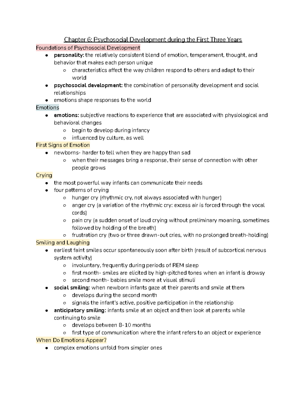Chapter 6 Notes Textbook Experience Human Devlopment Papalia