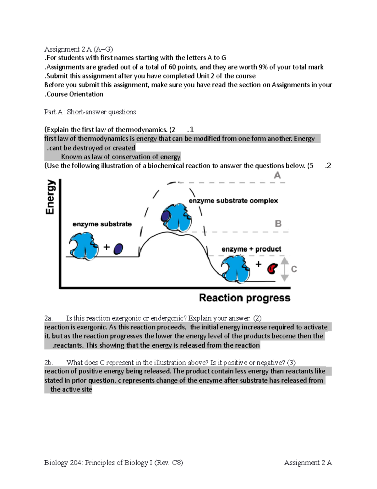 Assignment 2A (A G) - help others with this bio work - Assignment 2 A ...