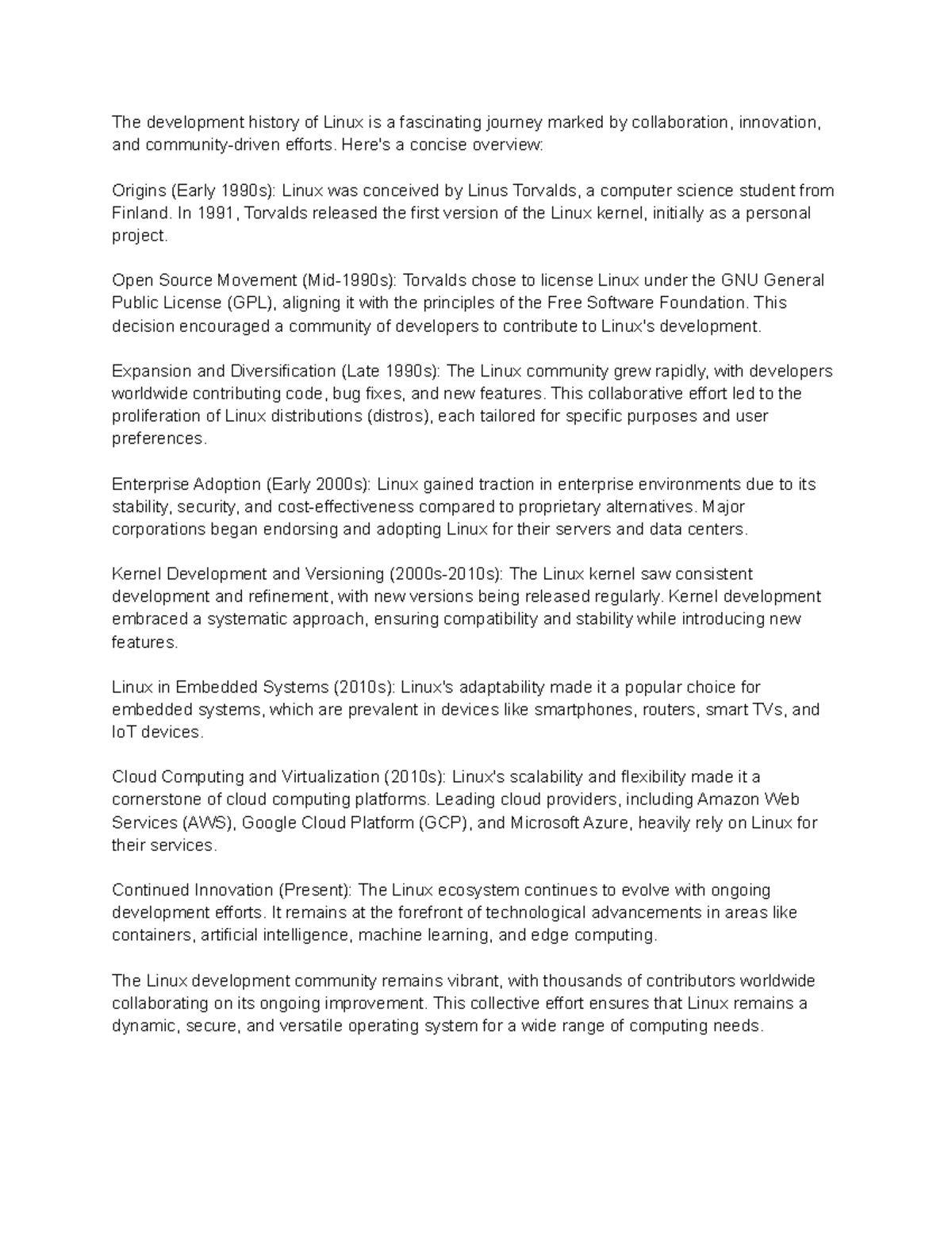 Linux Introduction Facts - The development history of Linux is a ...