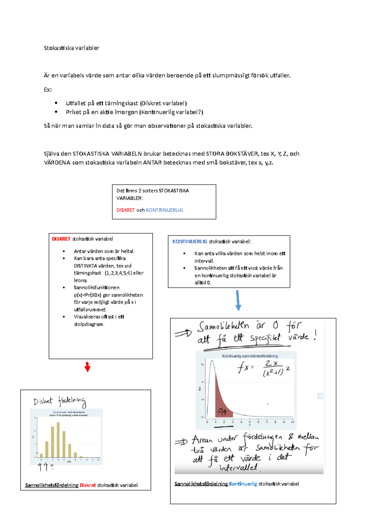 Beskrivning stokastisk variabel Dataanalys och statistik 1 ...