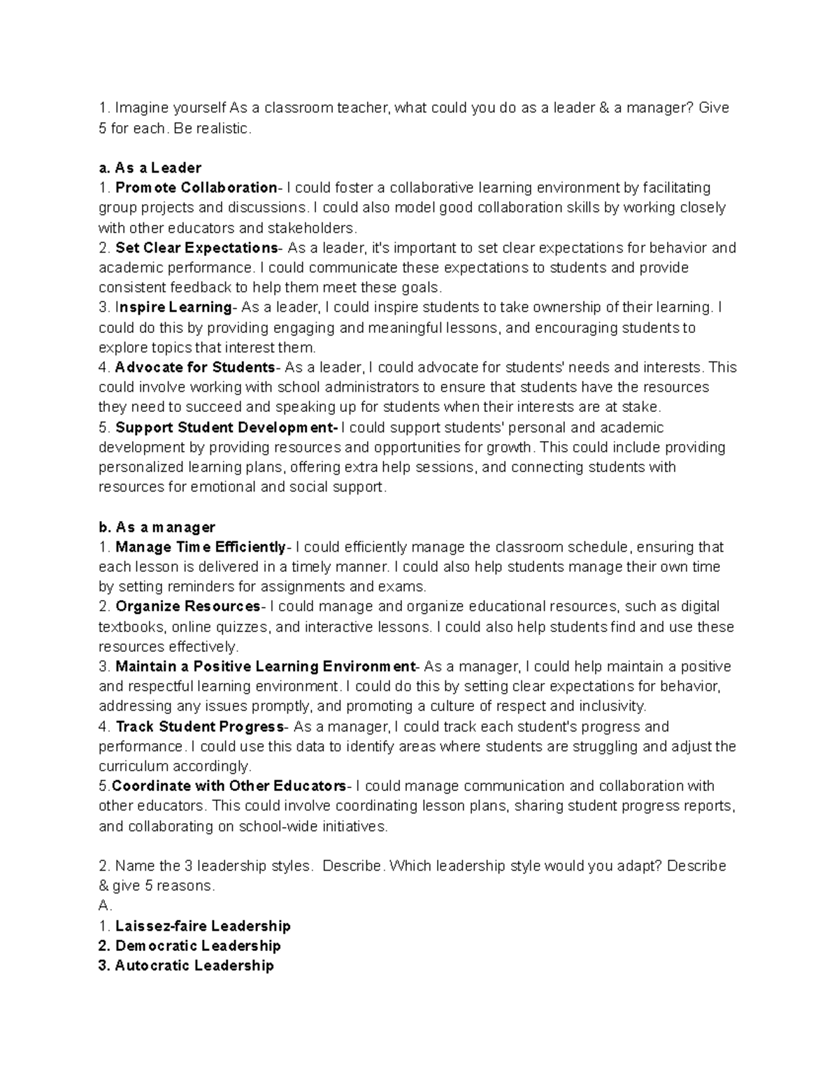 Organizational Leadership - Imagine yourself As a classroom teacher ...