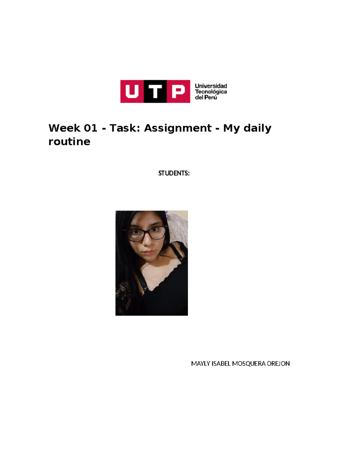Assignment My Daily Routine Ingles Iii Week 01 Task Assignment My Daily Routine