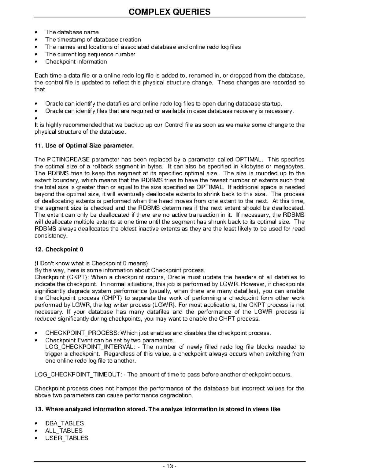 Sql Complex queries-2 - The database name The timestamp of database creation The names and ...