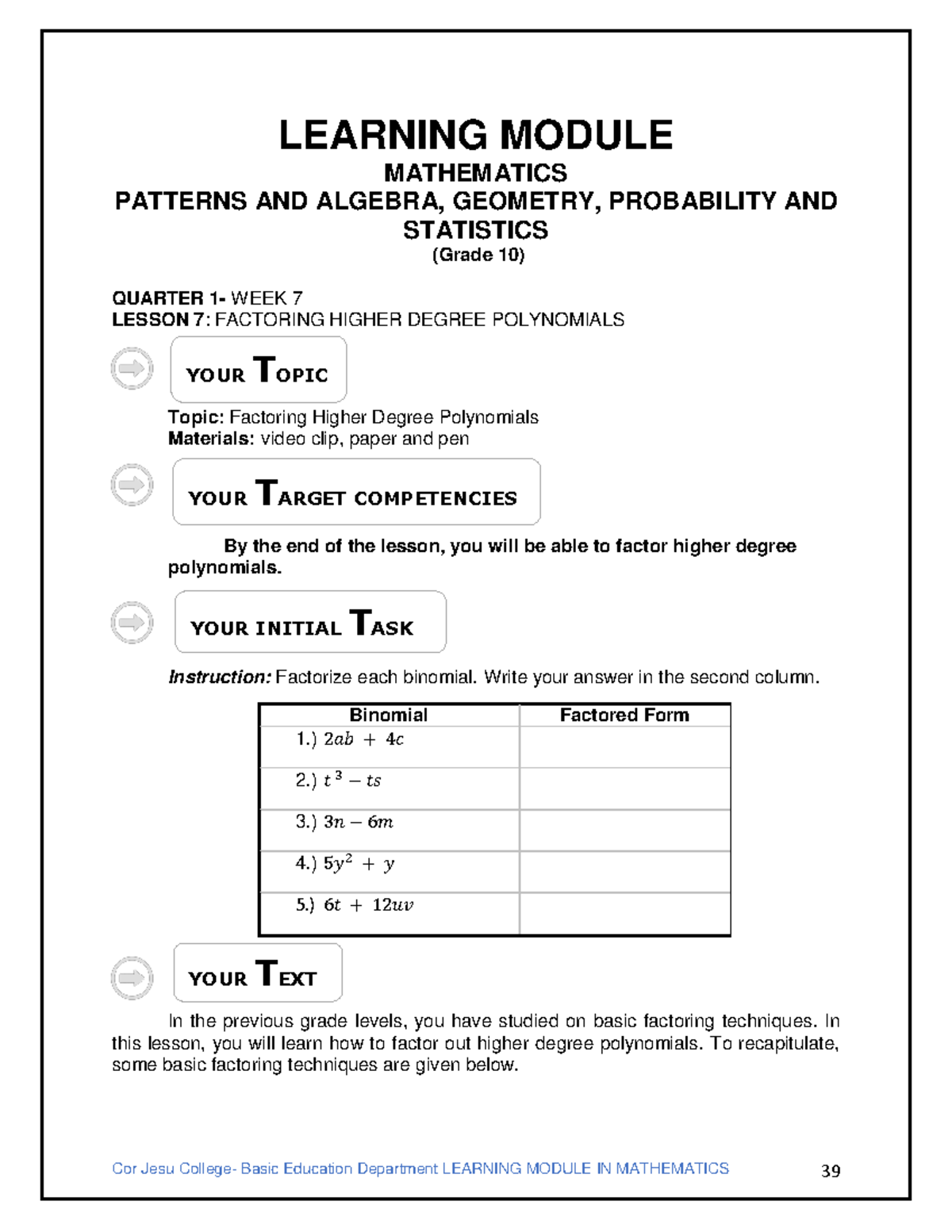 Grade 10 Del Rosario Week 7 Revised for S.Y. 2021 - 2022 pp 39 - 43 ...