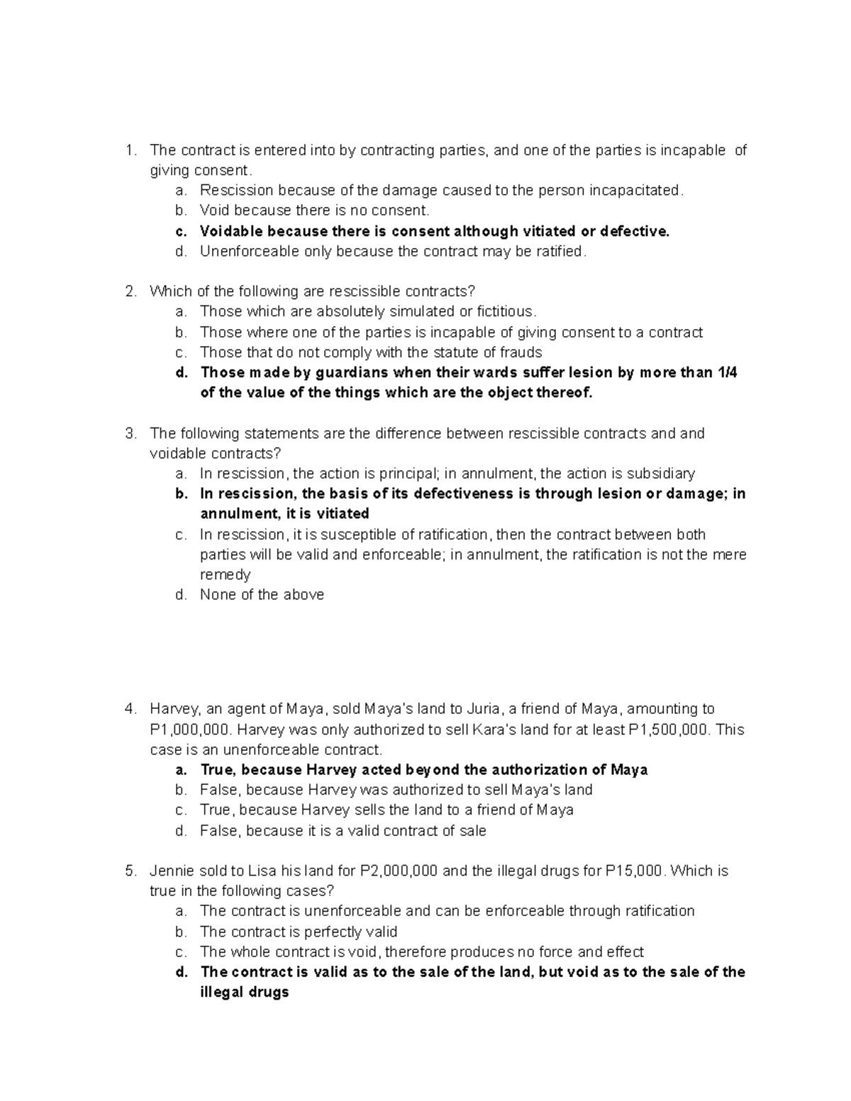 Deptals-Questions - practice exam - The contract is entered into by ...