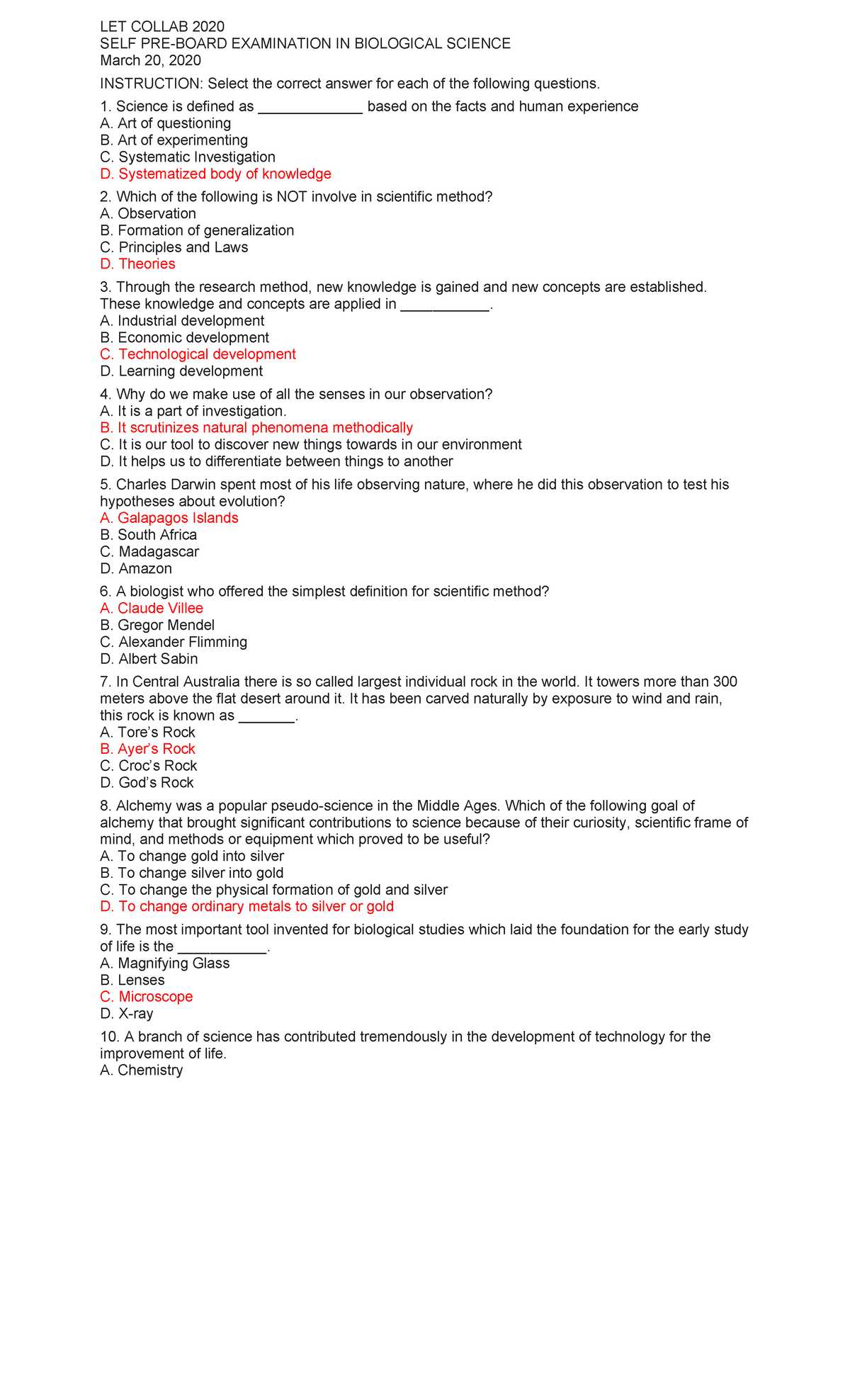 LET- Collab-2020-6 - LET COLLAB 2020 SELF PRE-BOARD EXAMINATION IN ...