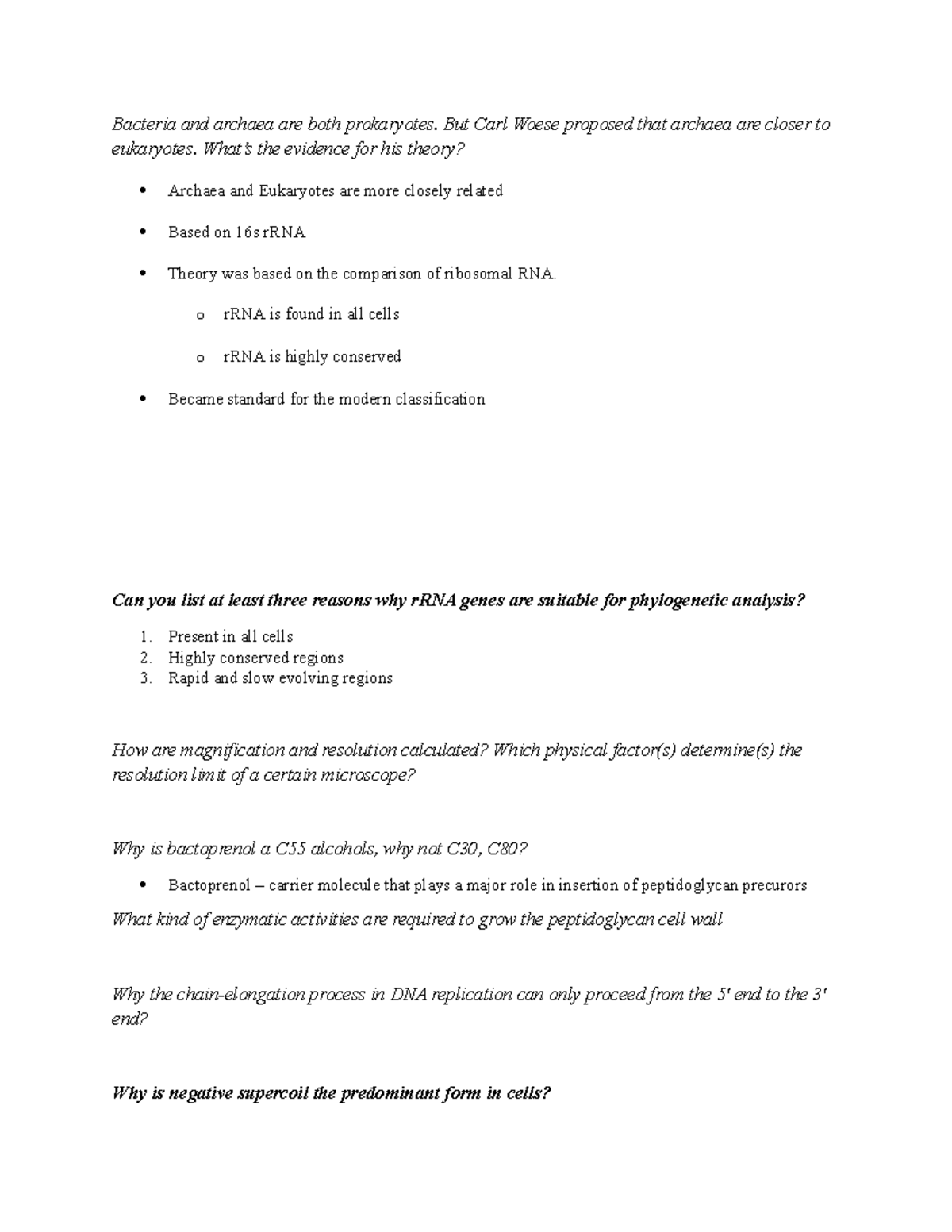 Review Questions - Bacteria and archaea are both prokaryotes. But Carl ...